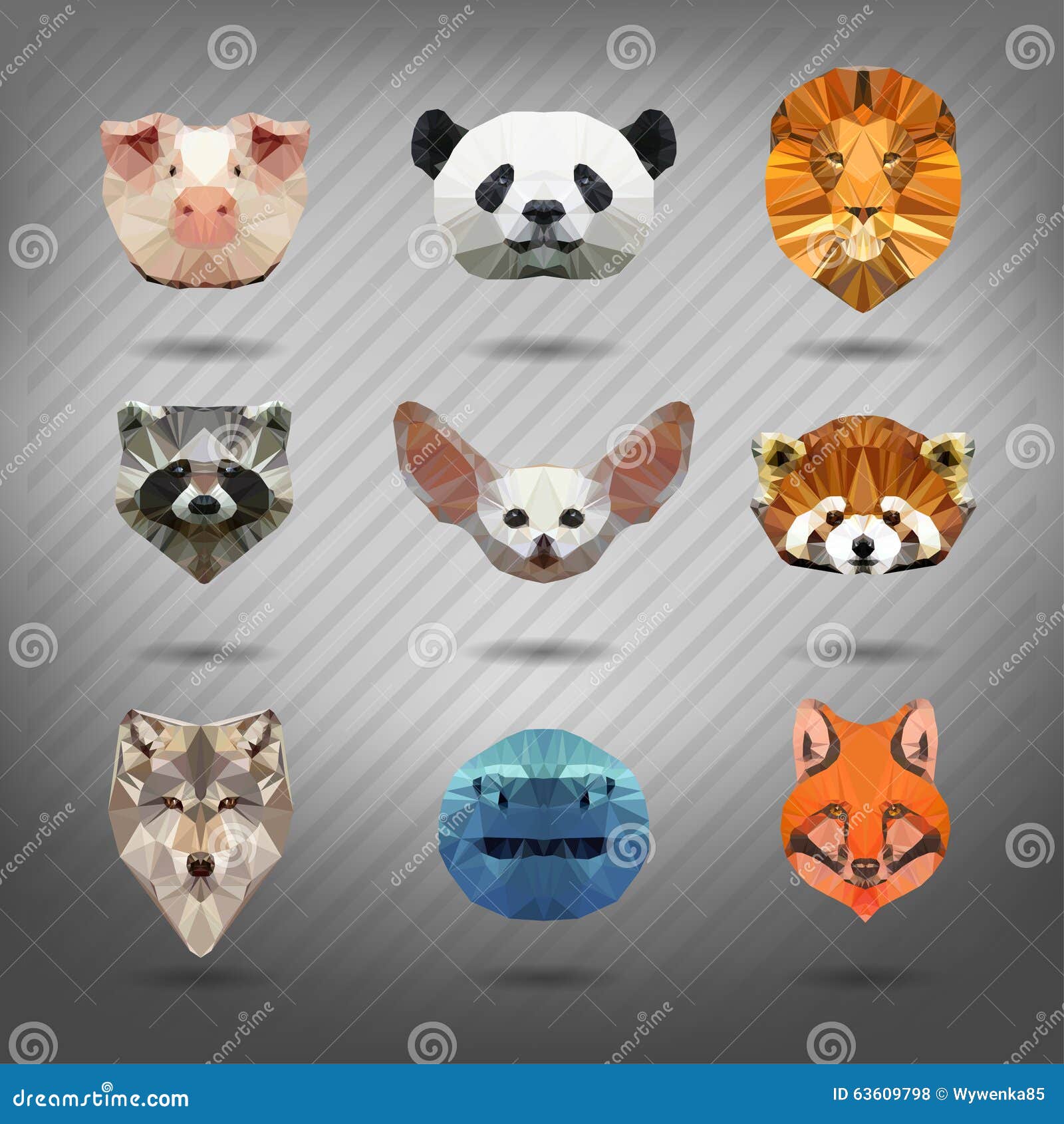 Abstract Triangle Polygonal Animal Set Stock Illustration ...