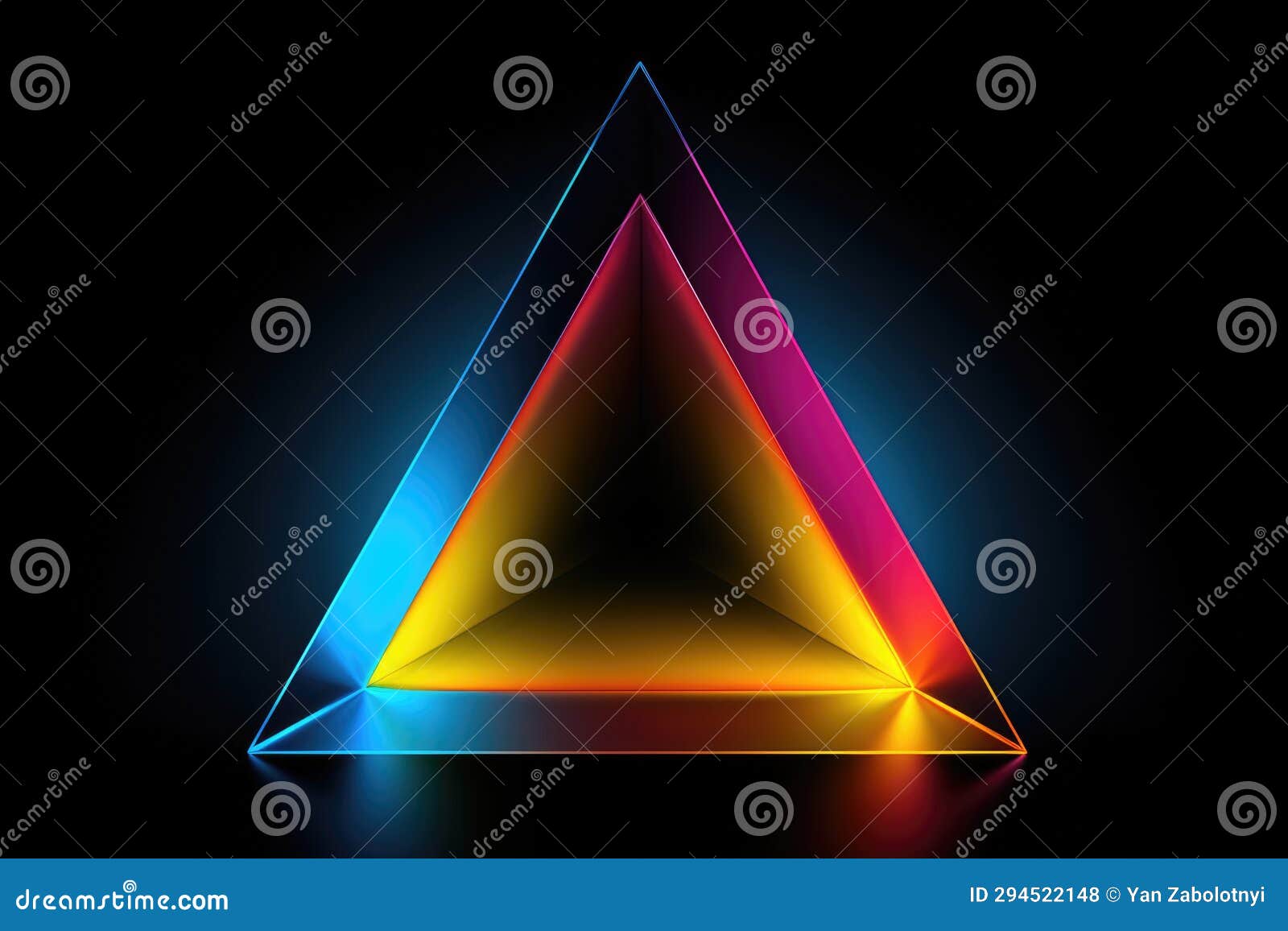 Abstract Triangle Shape Cyan Magenta Yellow Colours on Black Background ...