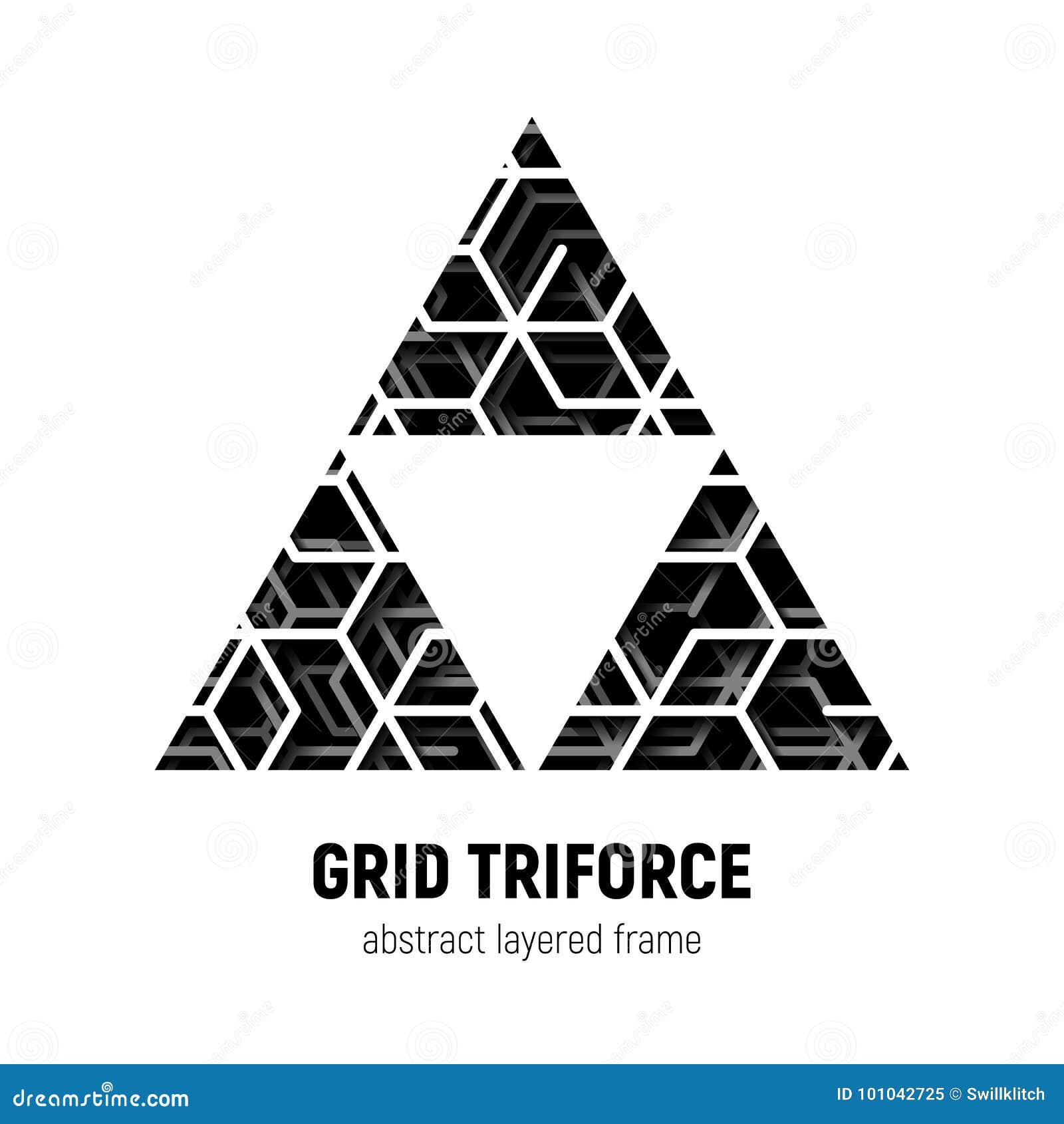 Abstract Triangle Shape with Layered Lines Triangular Grid and Shadow ...
