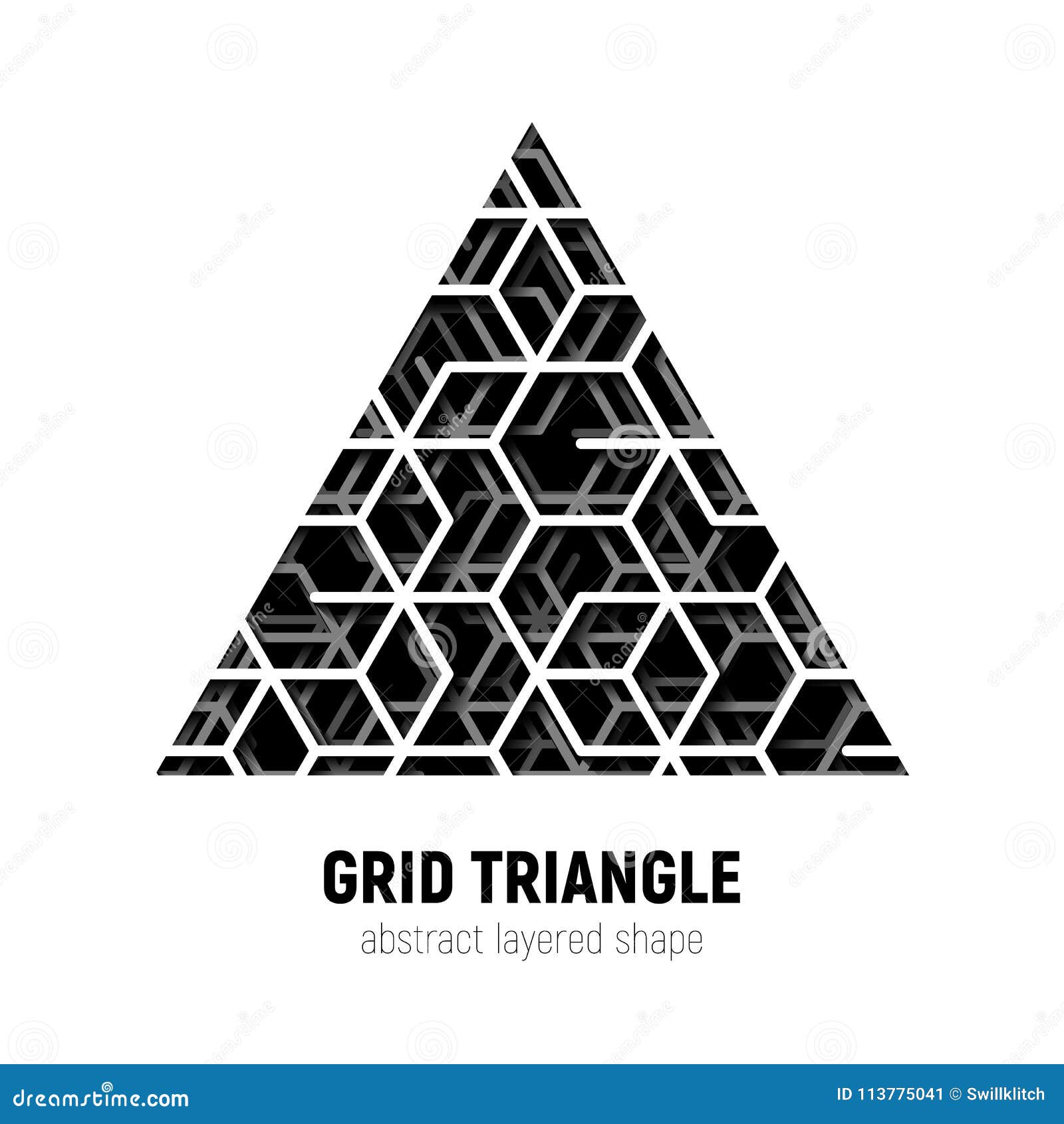 Abstract Triangle Shape with Layered Lines Triangular Grid and Shadow ...