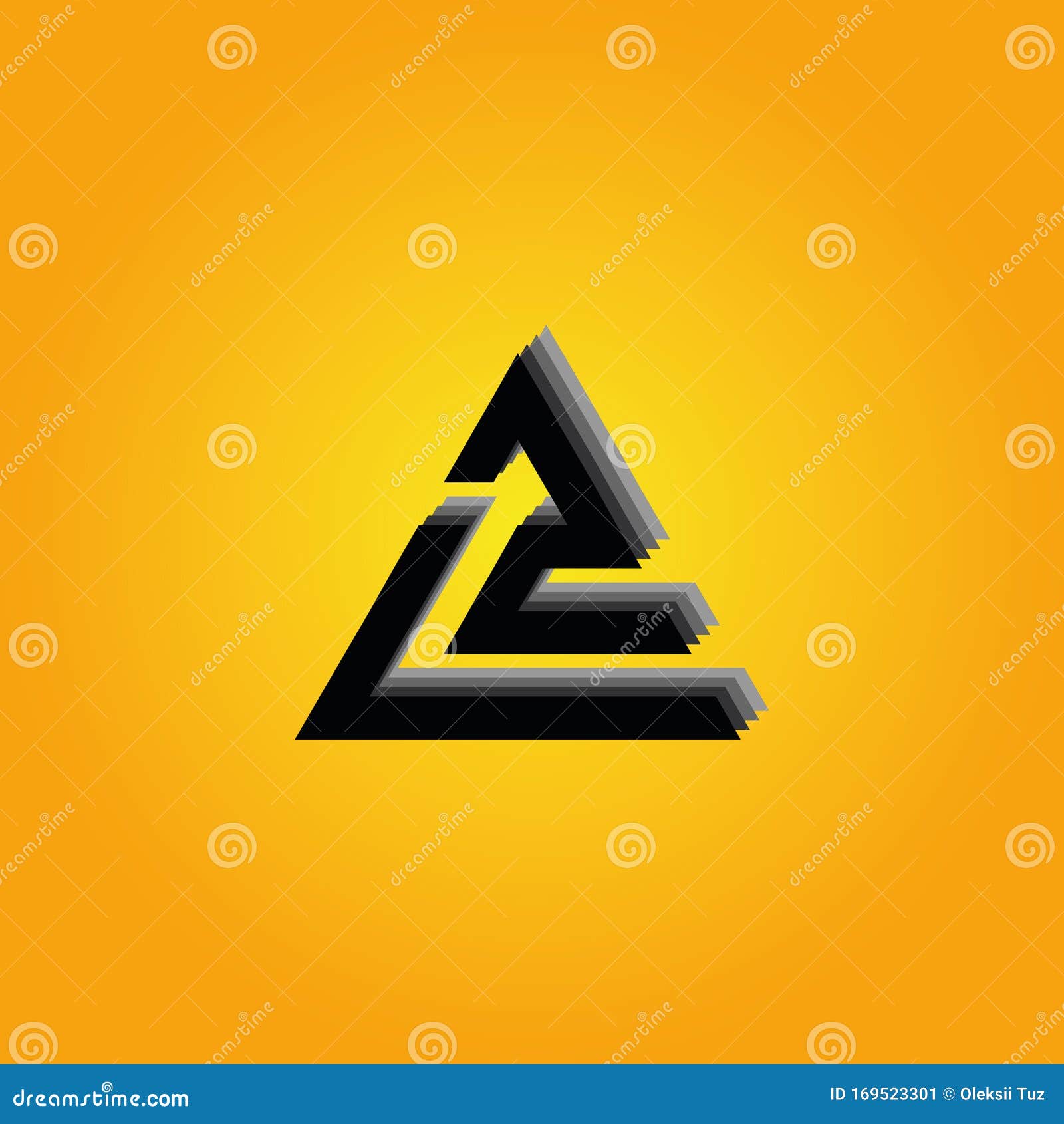 Abstract Triangle Shape with Letter L and Numeral 2 on Orange Gradient ...