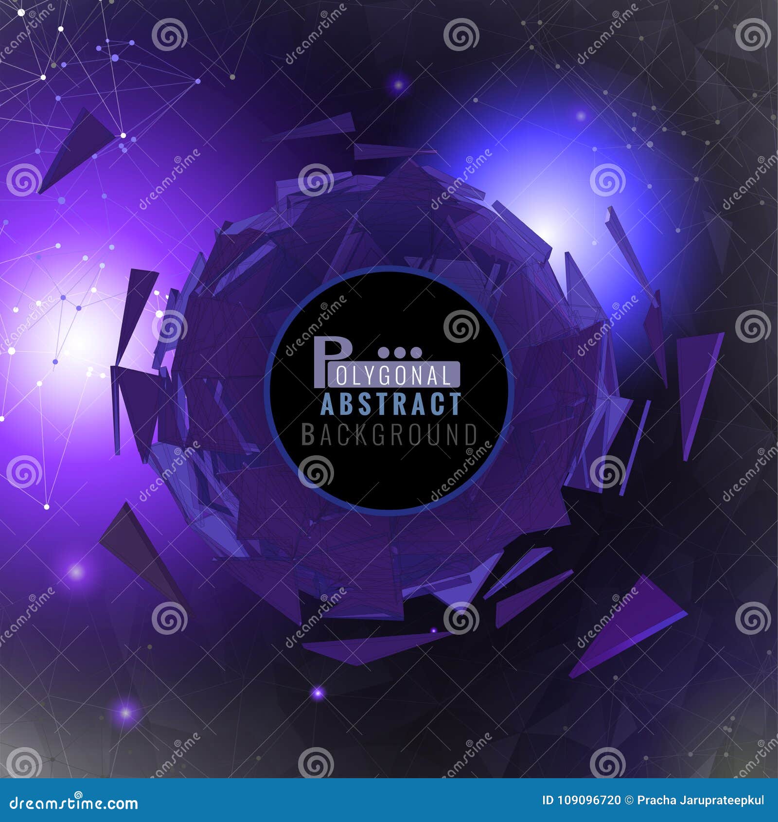 Abstract Triangle Sphere on Dark BG Space with Connect Dots Stock ...