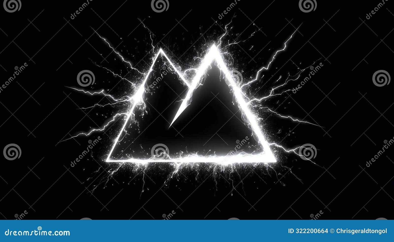 Abstract Triangle of White Glowing Light Particles with Lightning ...