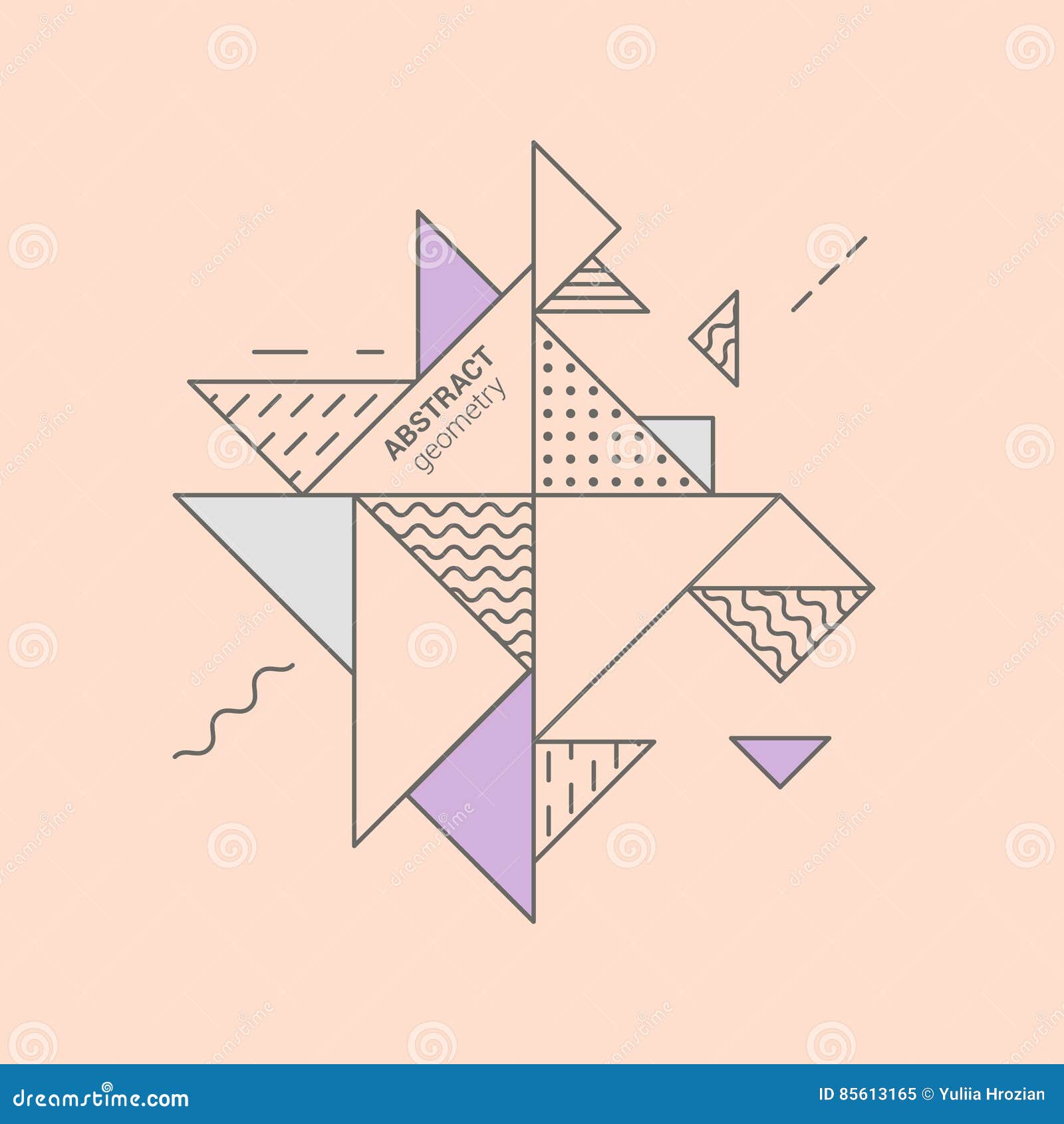 Abstract Triangles Composition with Outline Elements and Geometry Stock ...