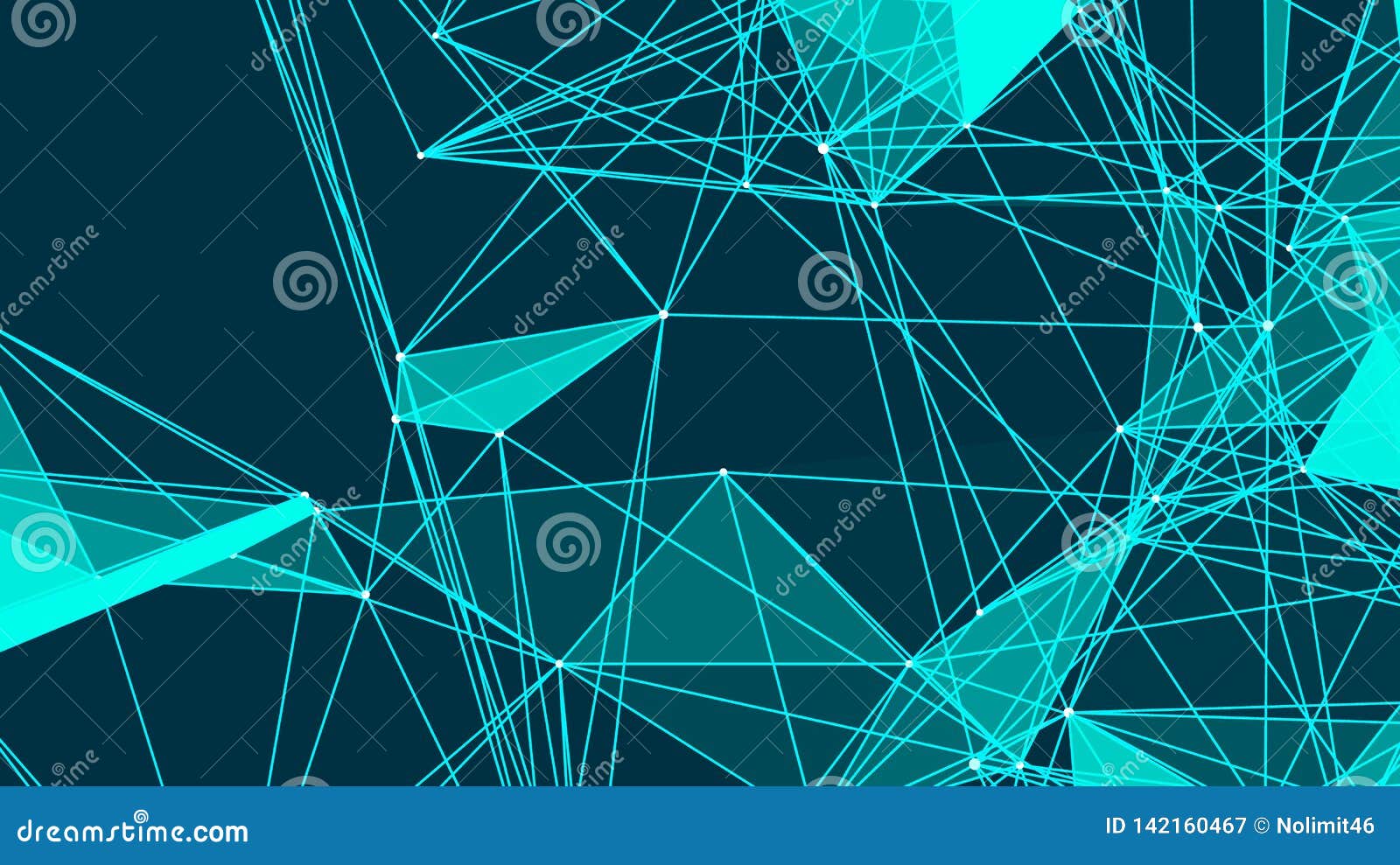 Abstract Triangles with Connections are in Space. Background with ...