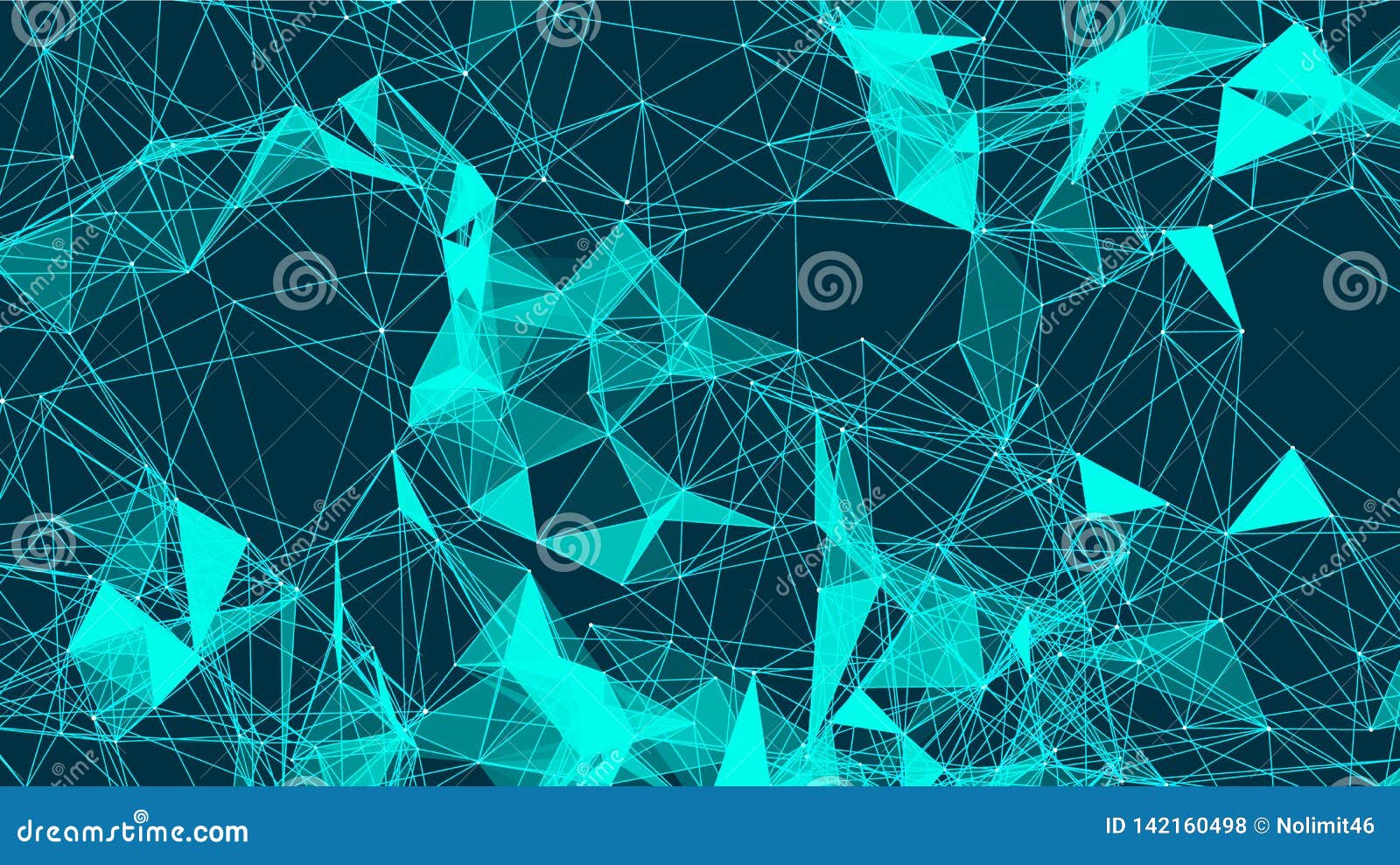 Abstract Triangles with Connections are in Space. Background with ...