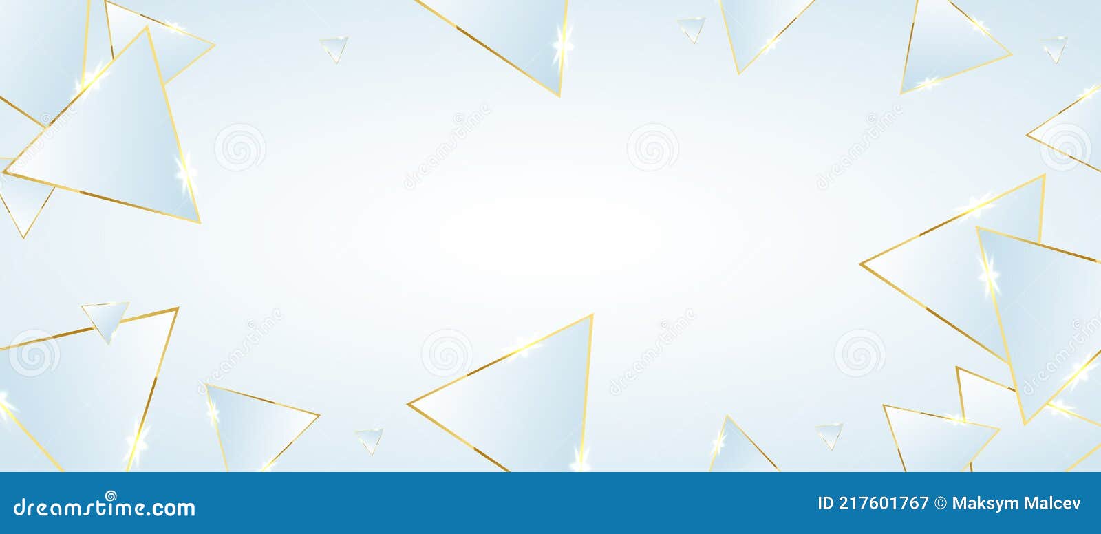 Abstract Triangles Pattern Luxury Soft Blue Background with Gold ...