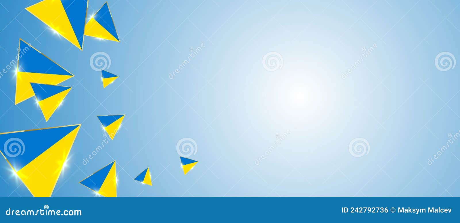 Abstract Triangles Pattern. Luxury Ukraine Flag Concept with Gold ...