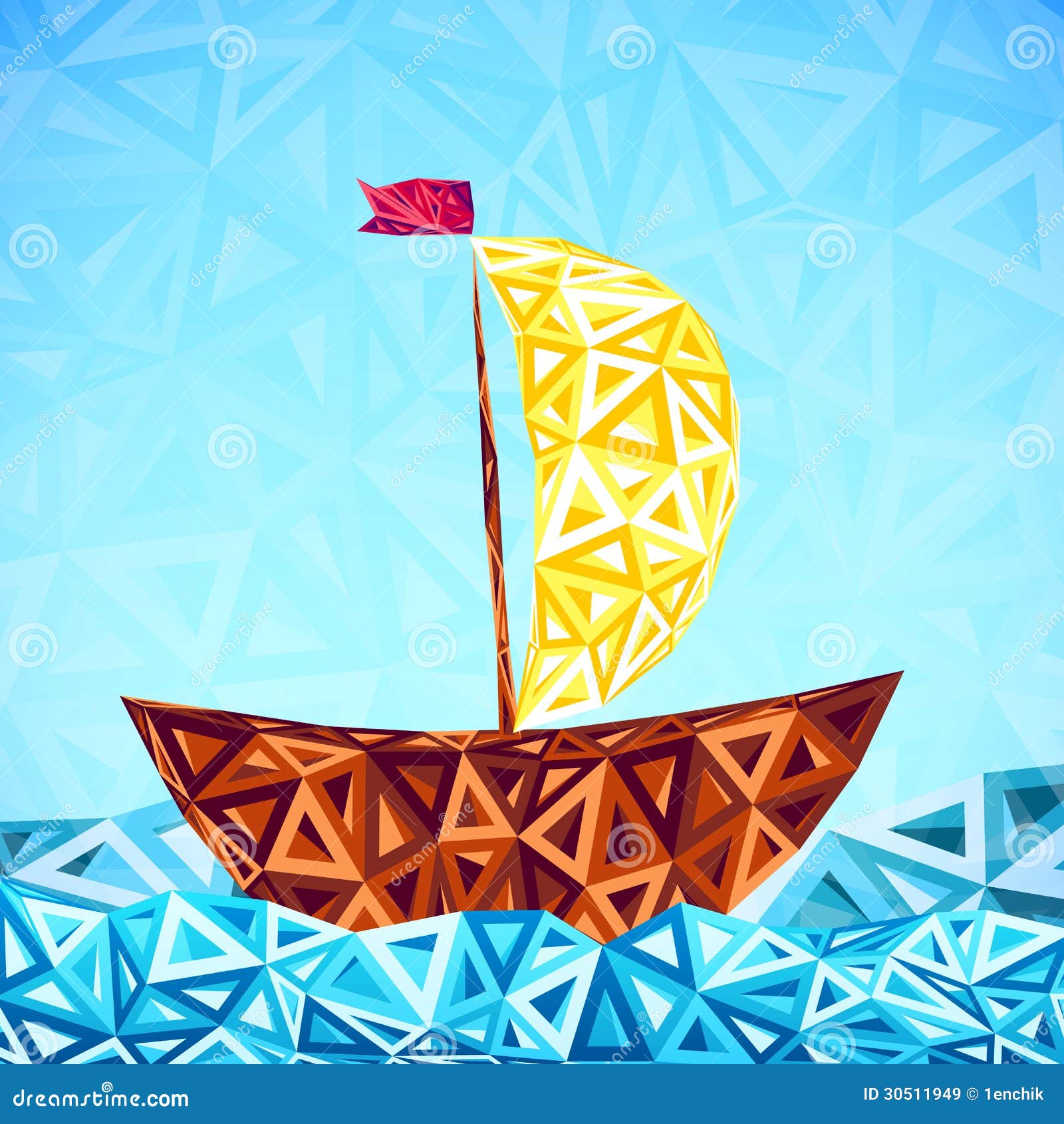 Abstract Triangles Pattern Vector Simple Boat Stock Vector ...