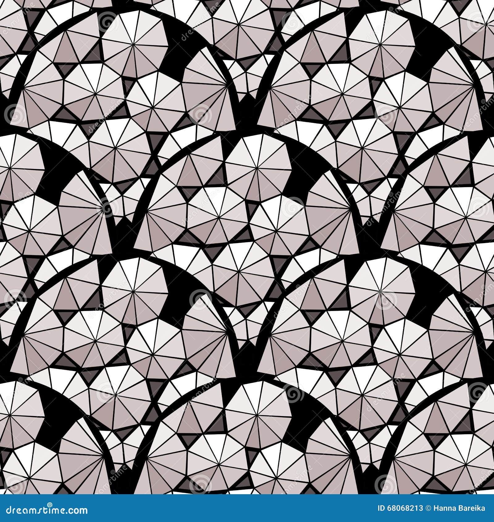 Abstract Triangles in Round. Monochrome Vector Seamless Pattern Stock ...
