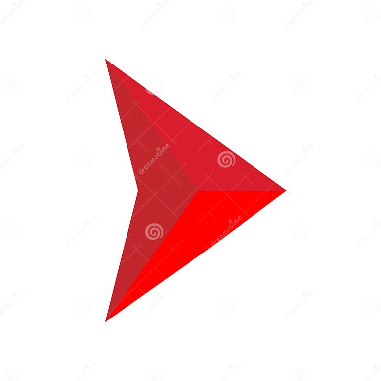 Abstract Triangular Arrow Icon on White Background. Flat Style. Glossy ...