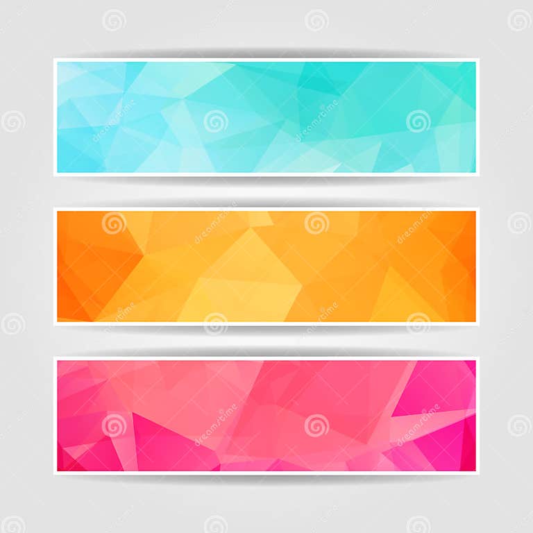 Abstract Triangular Banners Set Stock Vector - Illustration of creative ...