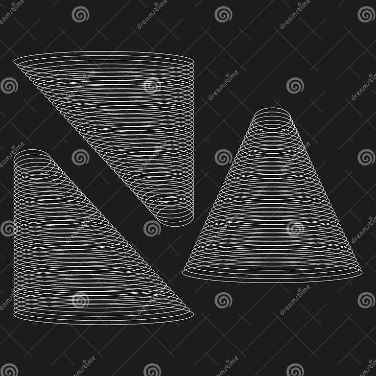 Abstract Triangular Cones. White Line Graphics. Bold Black Background ...