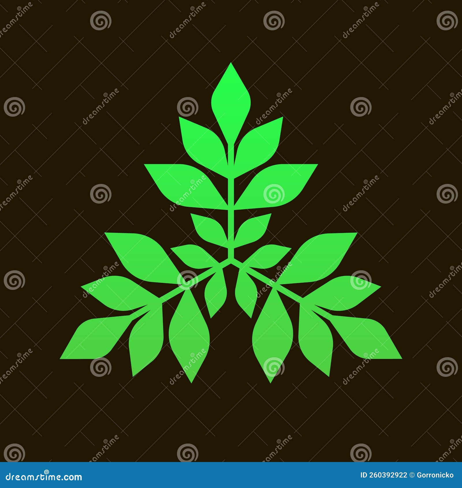 Abstract Triangular Green Sign of Three Branches with Leaves Stock ...
