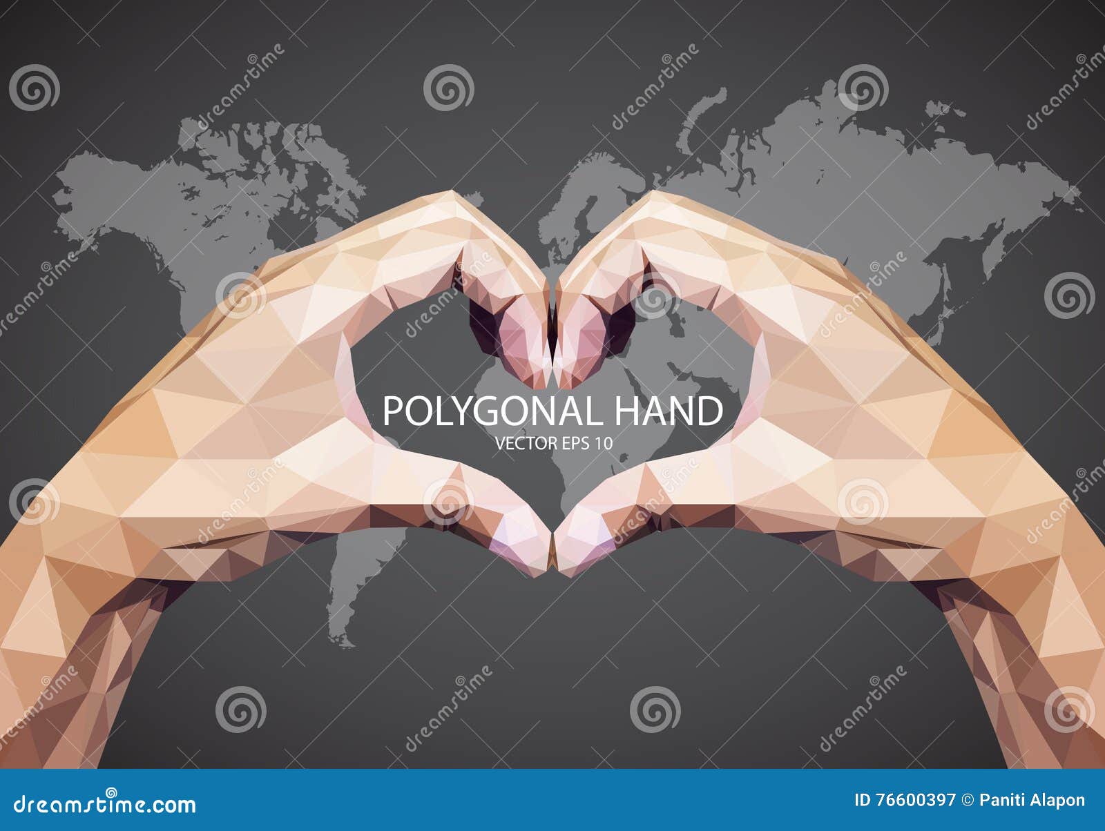 Abstract Triangular Hand Heart Sign Stock Vector - Illustration of ...