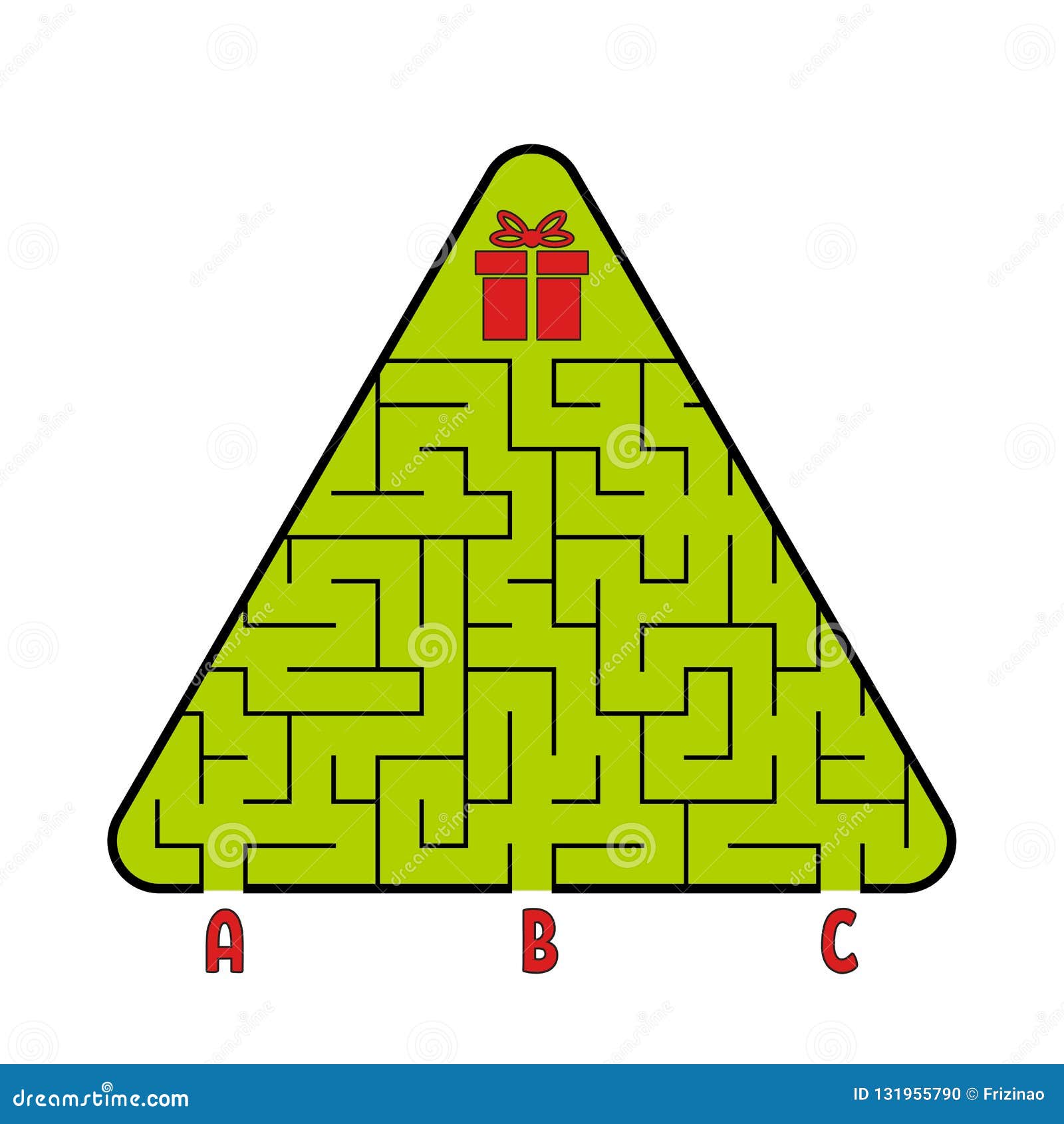 Abstract Triangular Labyrinth. Christmas Tree with a Gift. Find the ... Abstract Triangular Labyrinth. Christmas Tree with a Gift. Find the ...