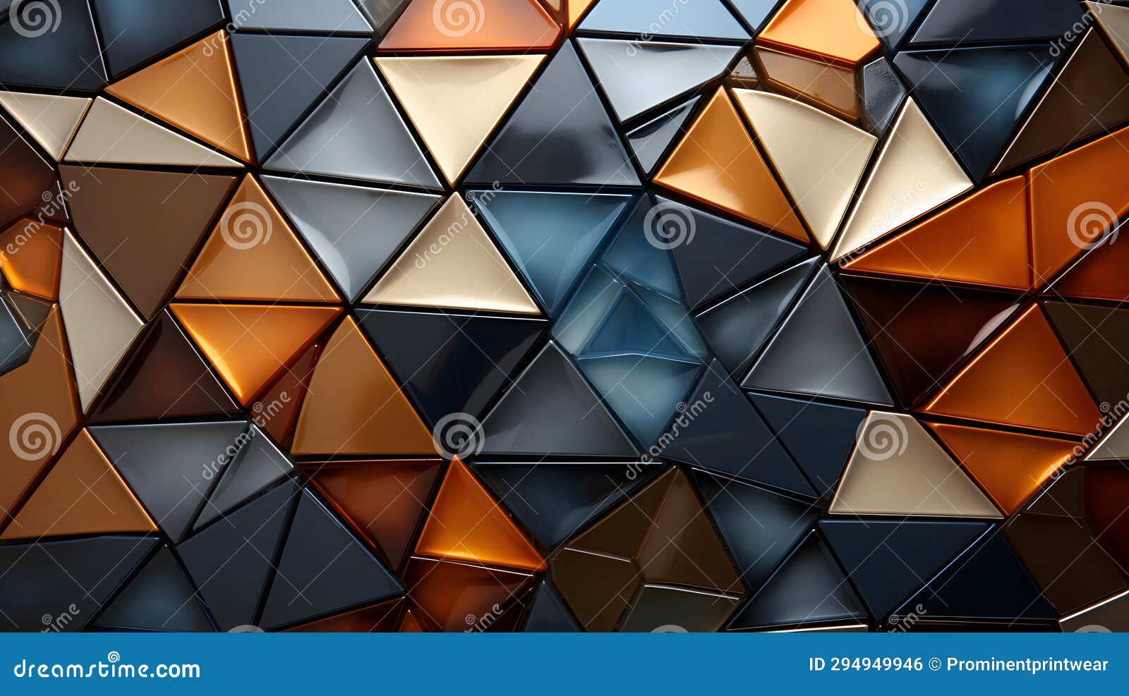 Abstract Triangular Mosaic Tile Wallpaper Texture of Metallic Gold ...