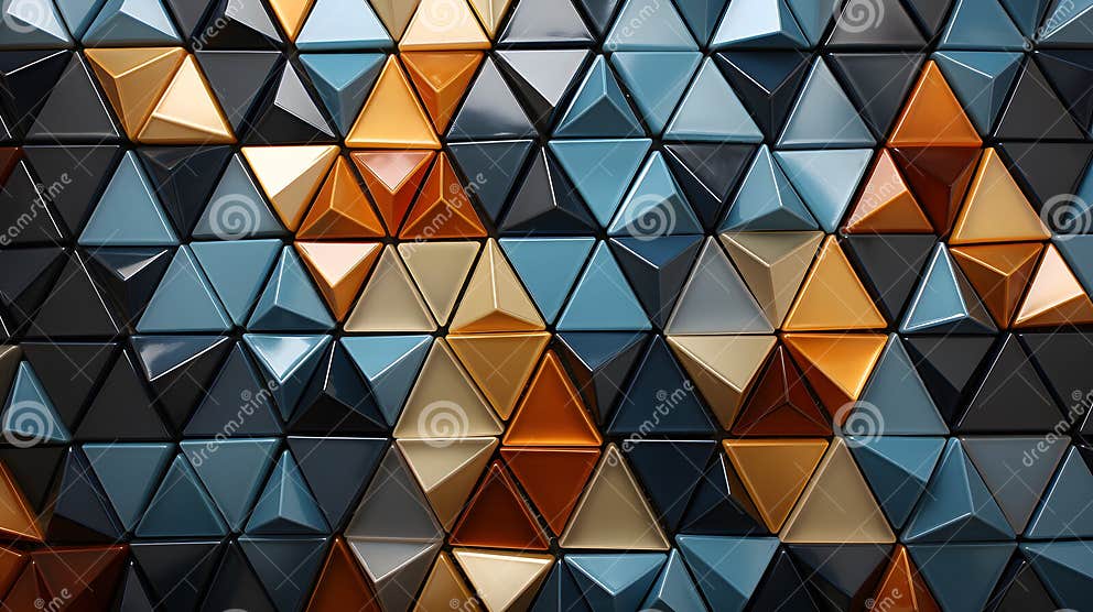 Abstract Triangular Mosaic Tile Wallpaper Texture of Metallic Gold ...