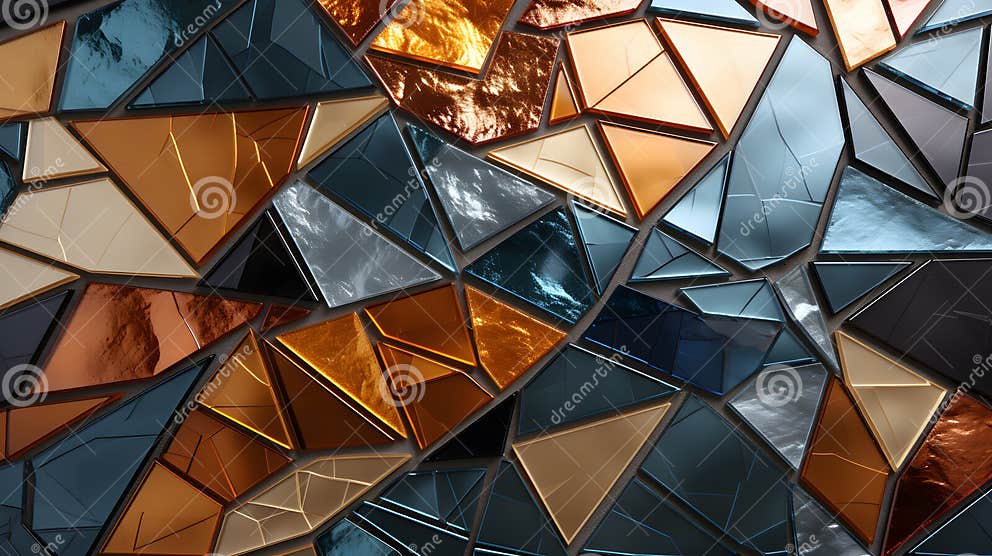 Abstract Triangular Mosaic Tile Wallpaper Texture of Metallic Gold ...