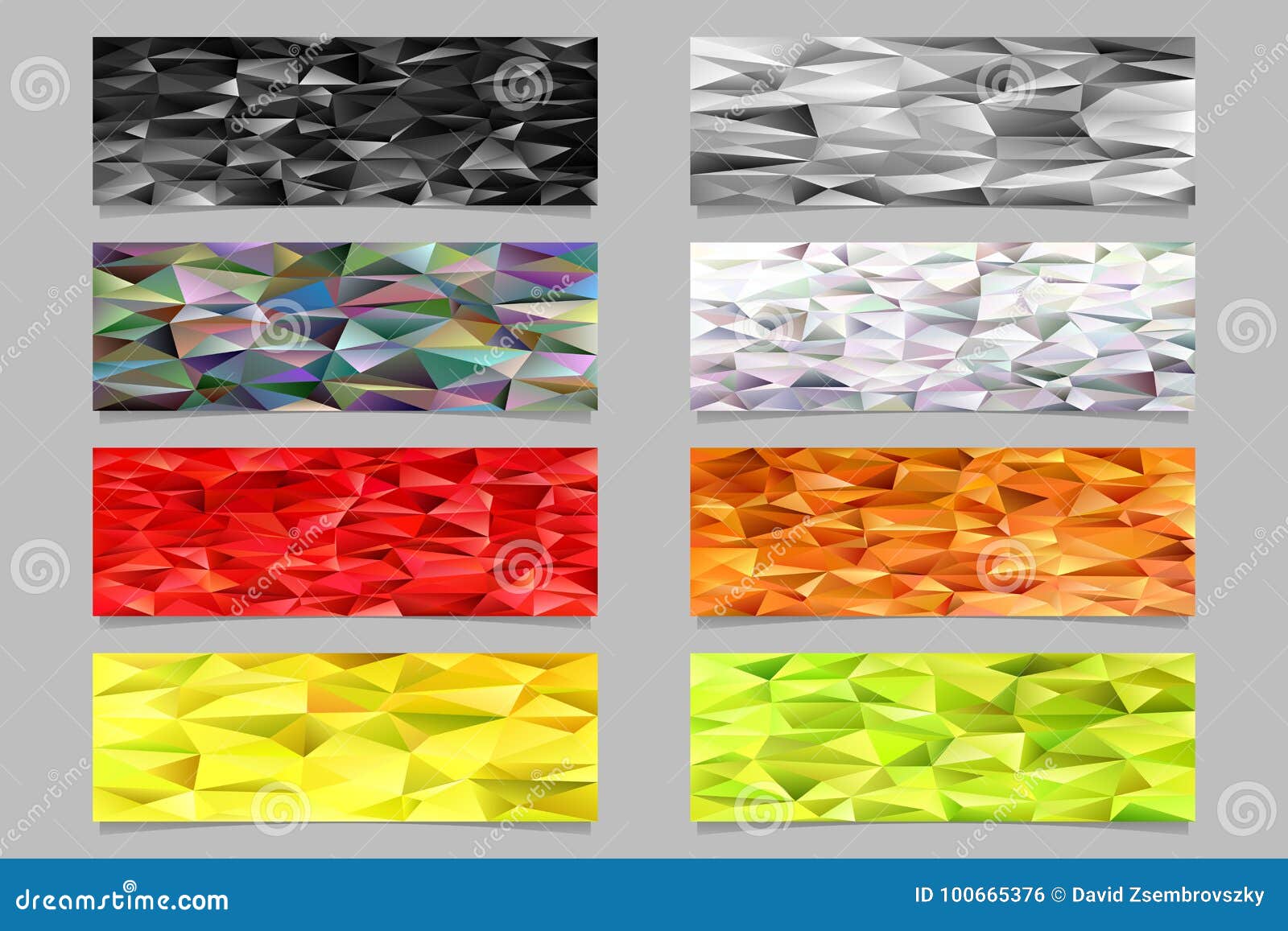 Abstract Triangular Polygon Pattern Mosaic Banner Template Background Set - Vector Illustrations ...