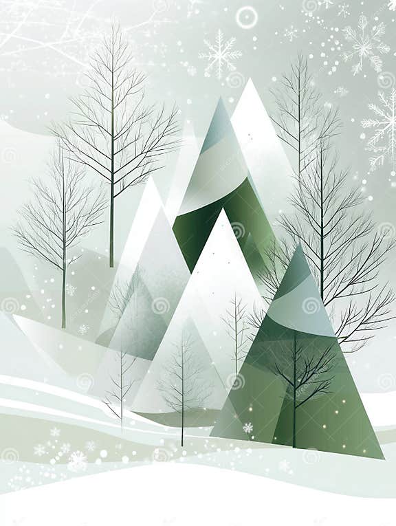 Abstract Triangular Trees of Different Sizes Create a Unique Winter ...