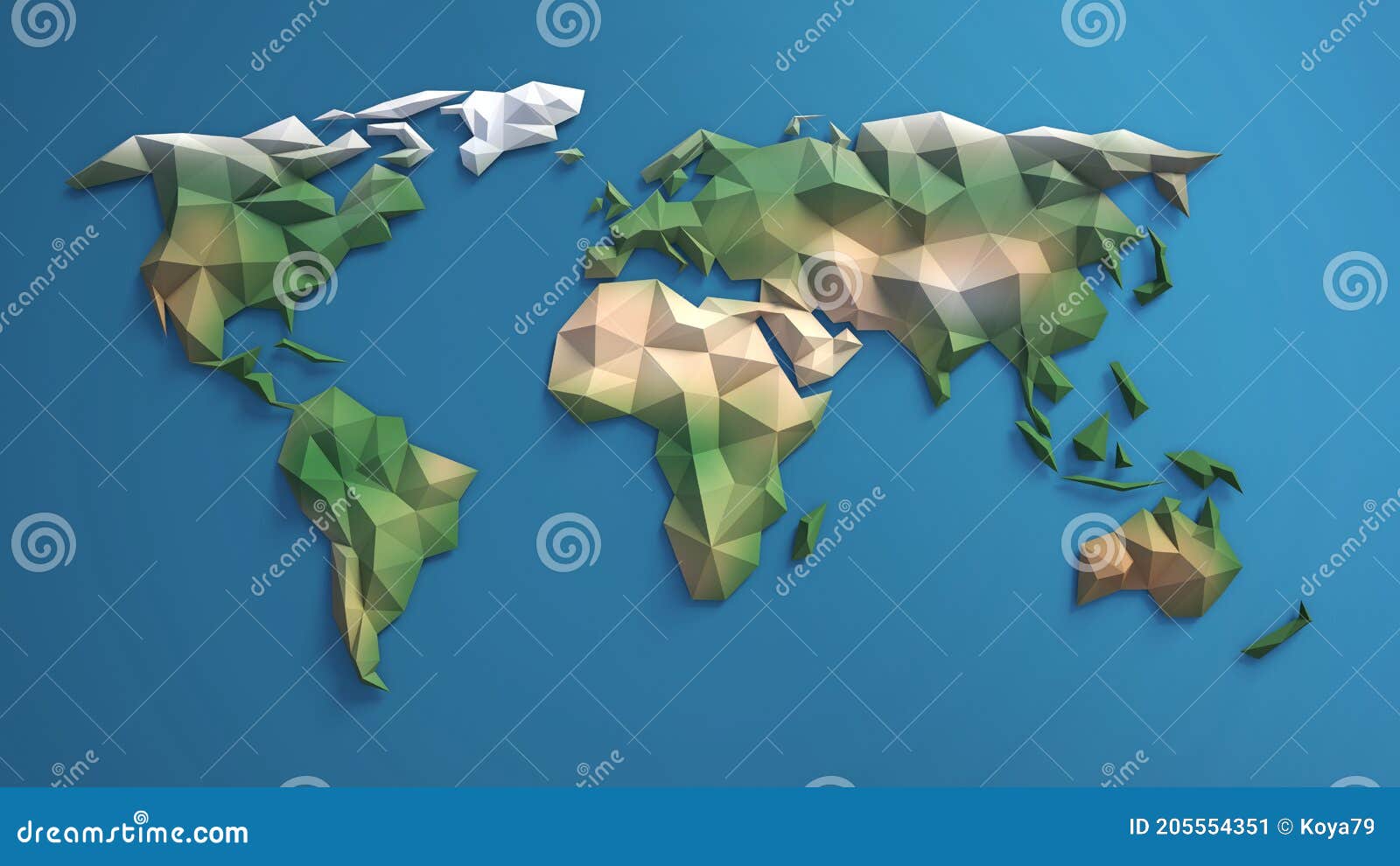 Abstract Triangular World Map 3d Rendering Stock Illustration ...