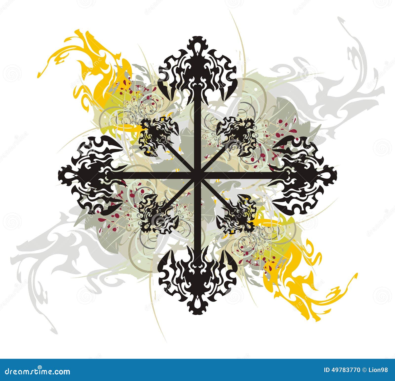 Abstract Tribal Cross with Splashes Stock Vector - Illustration of ...