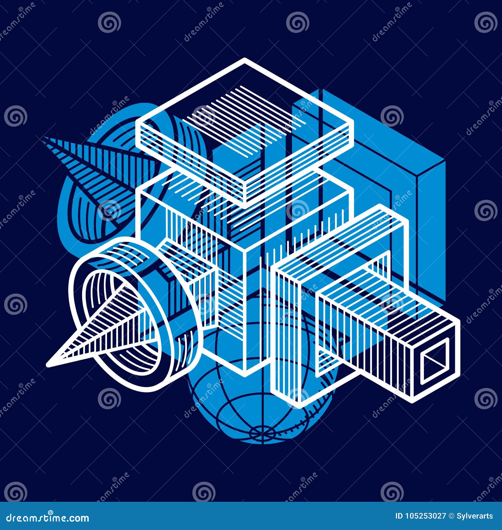 Abstract Trigonometric Construction, Vector Dimensional Design T Stock ...