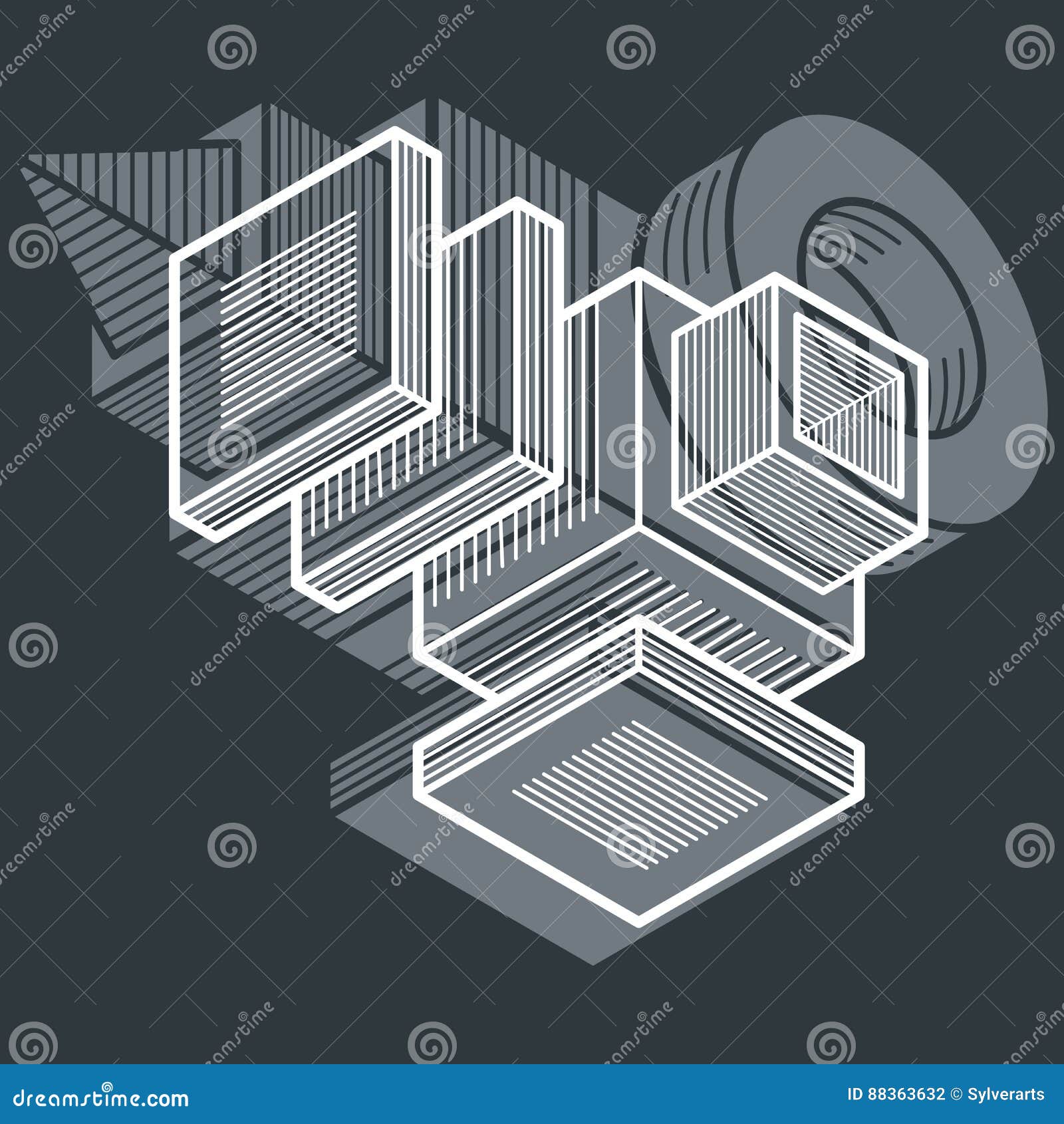 Abstract Trigonometric Construction, Vector Dimensional Design T Stock ...