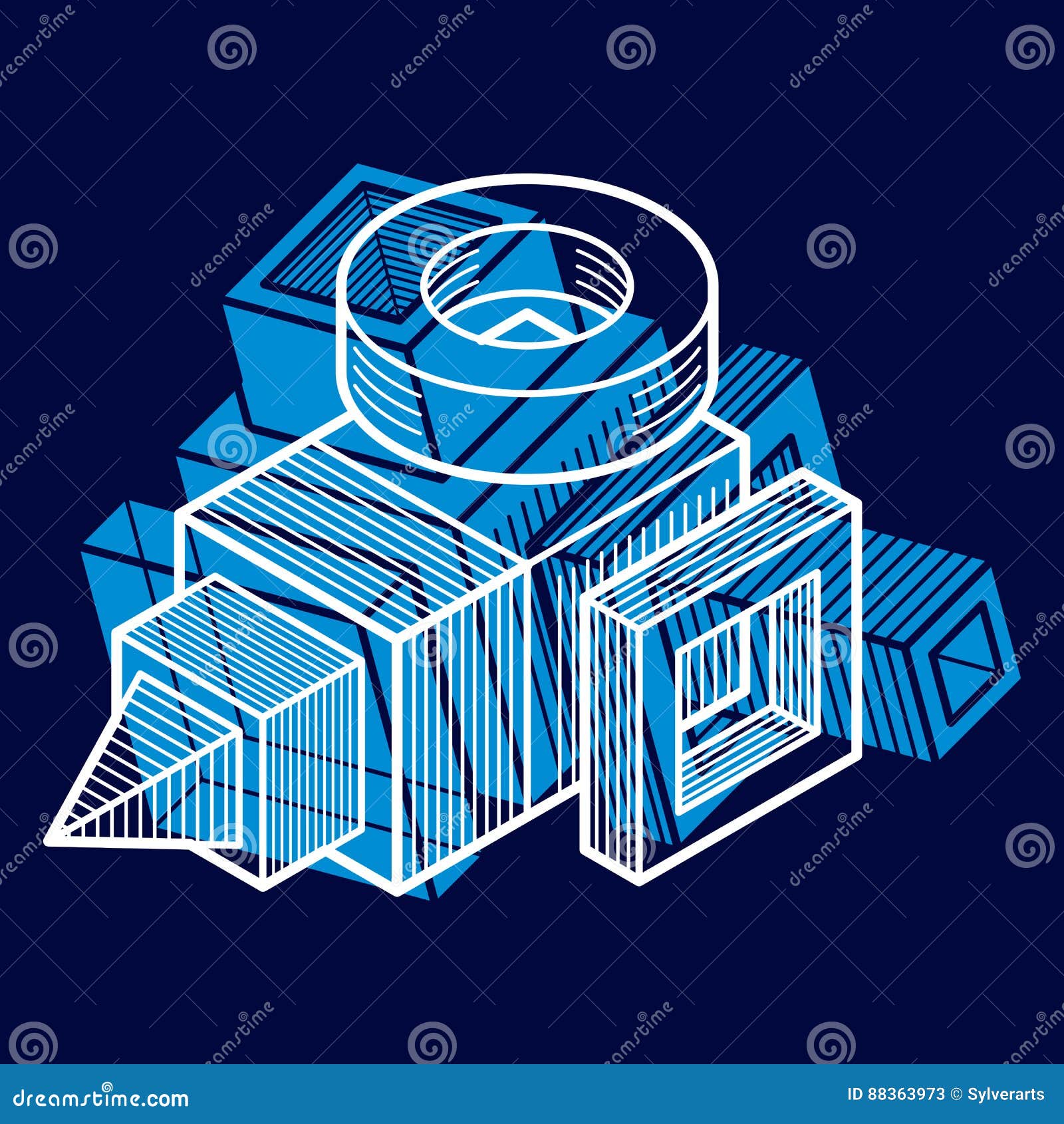 Abstract Trigonometric Construction, Vector Dimensional Design T Stock ...