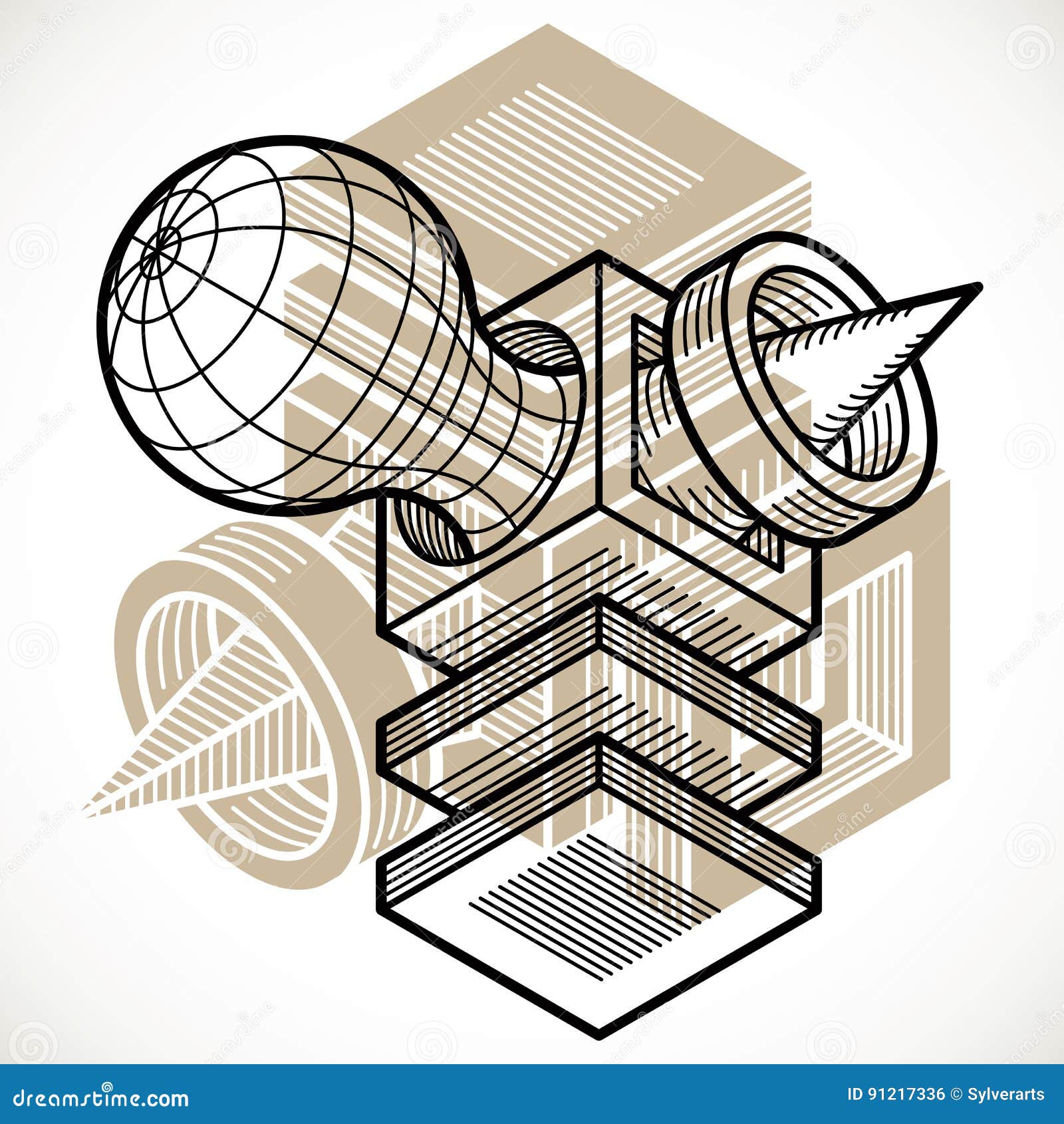Abstract Trigonometric Construction, Vector Dimensional Design T Stock ...