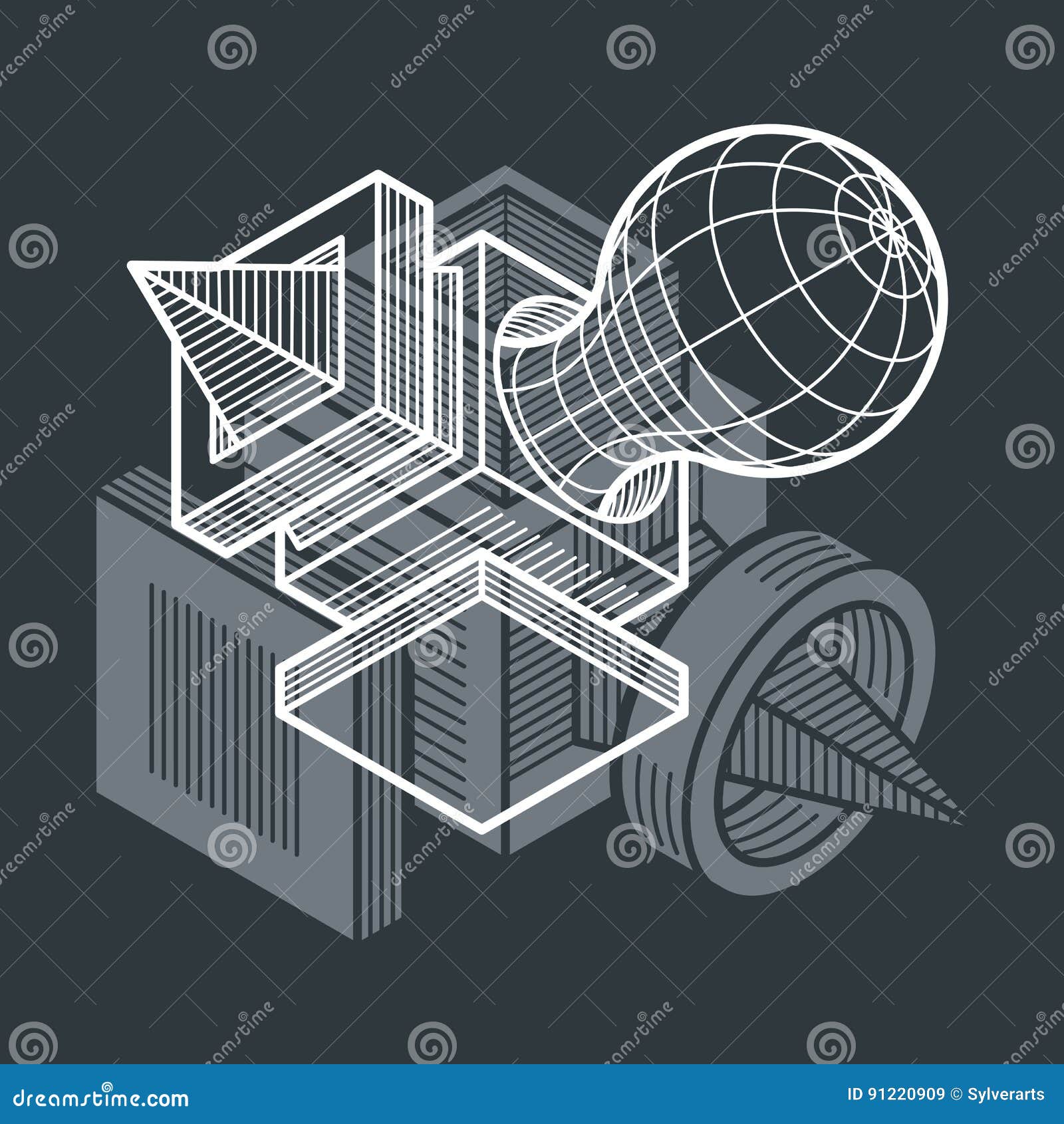 Abstract Trigonometric Construction, Vector Dimensional Design T Stock ...
