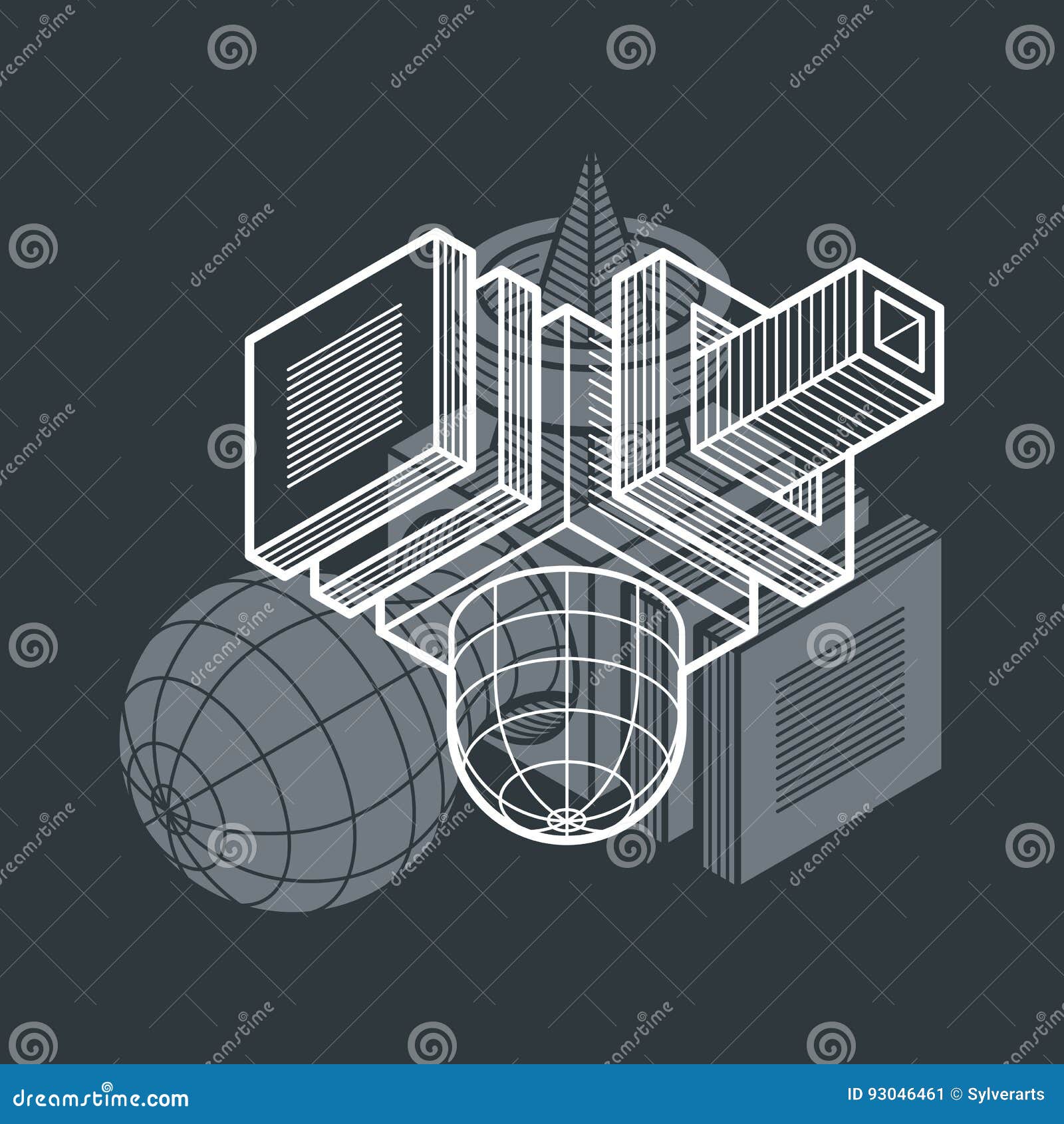 Abstract Trigonometric Construction, Vector Dimensional Design T Stock ...