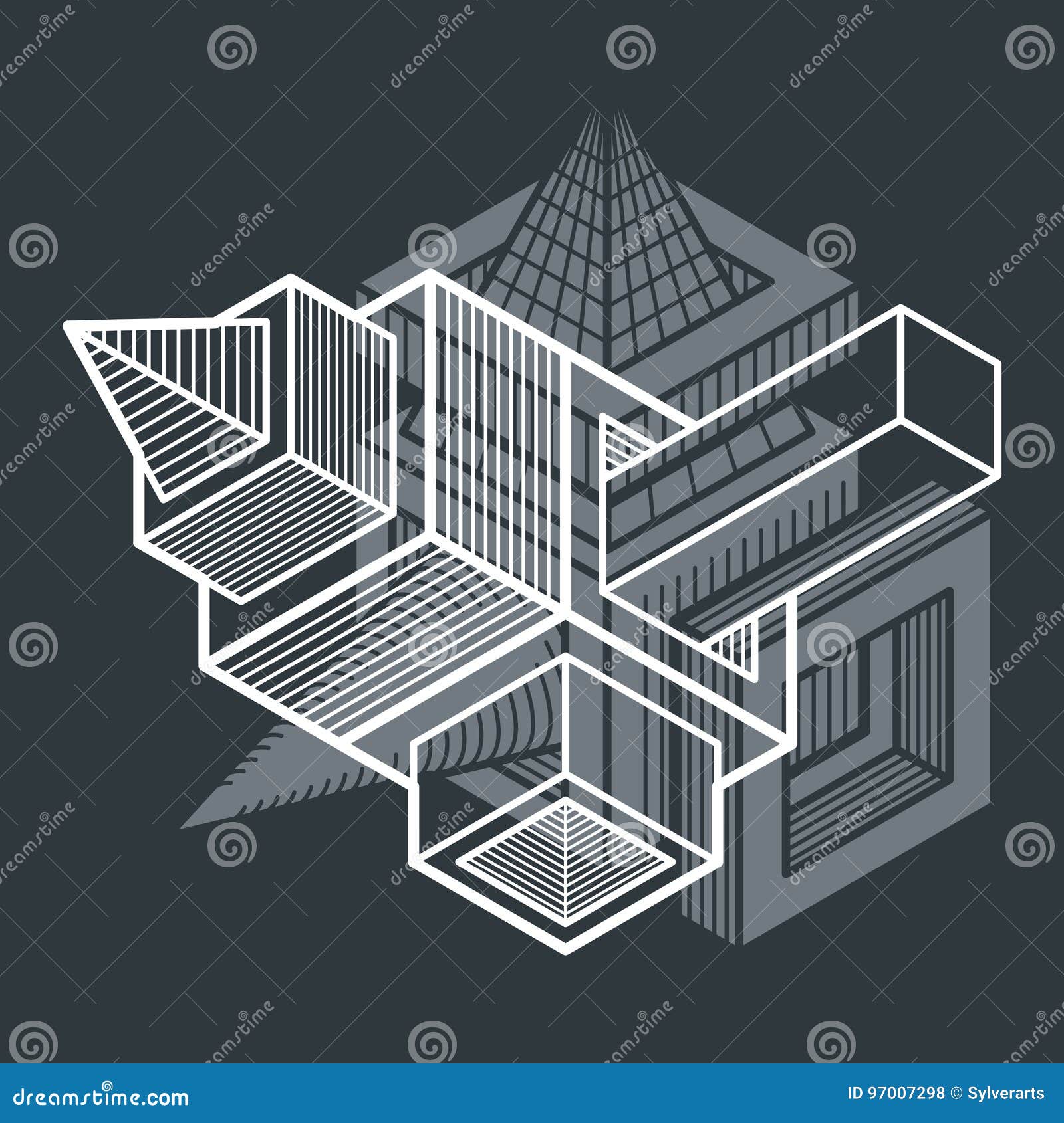 Abstract Trigonometric Construction, Vector Dimensional Design T Stock ...