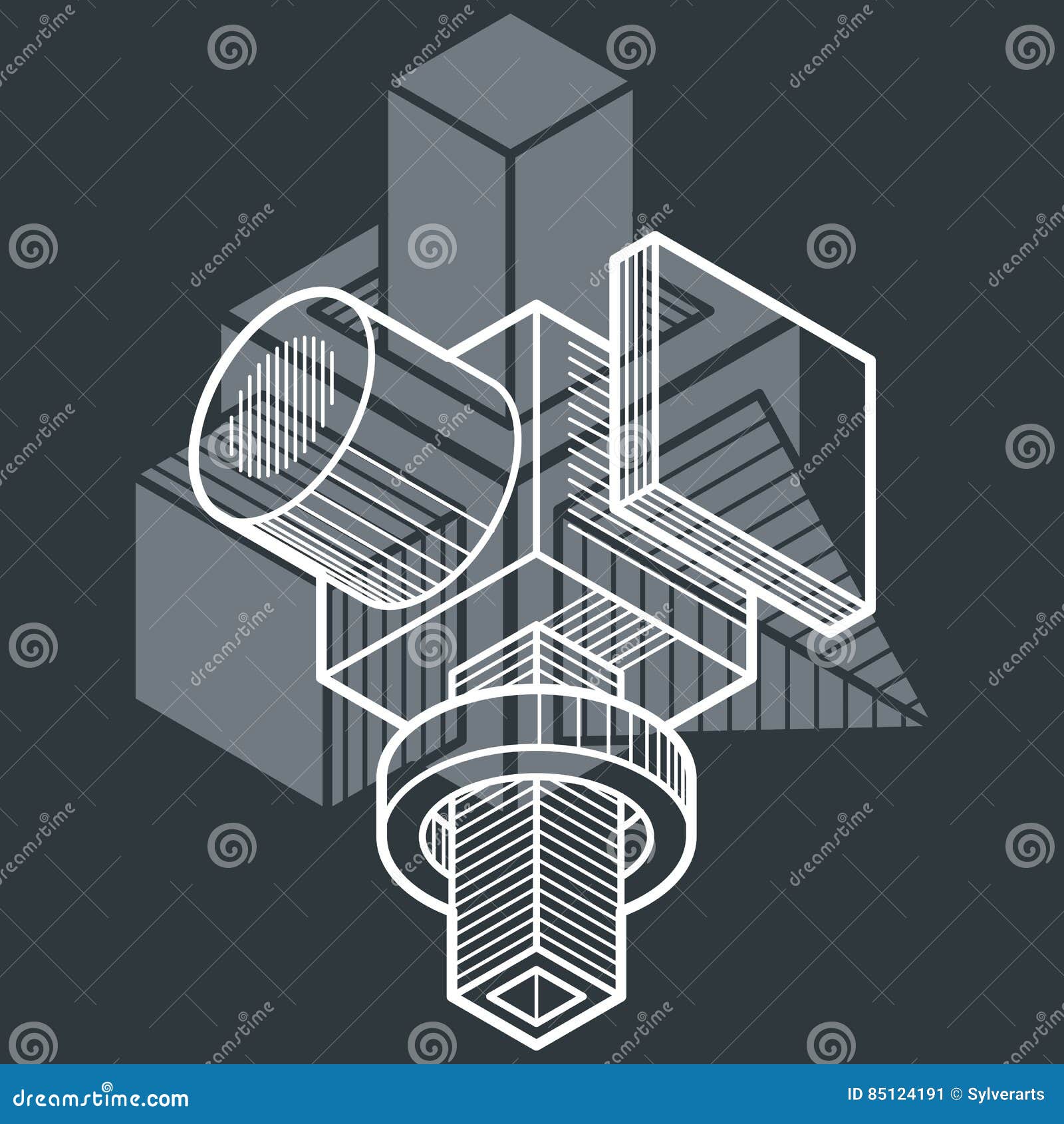Abstract Trigonometric Construction, Vector Dimensional Design T Stock ...