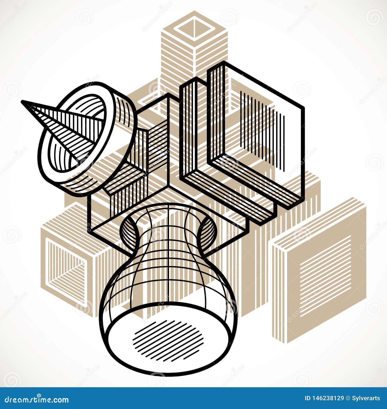 Abstract Trigonometric Construction, Vector Dimensional Design Stock ...