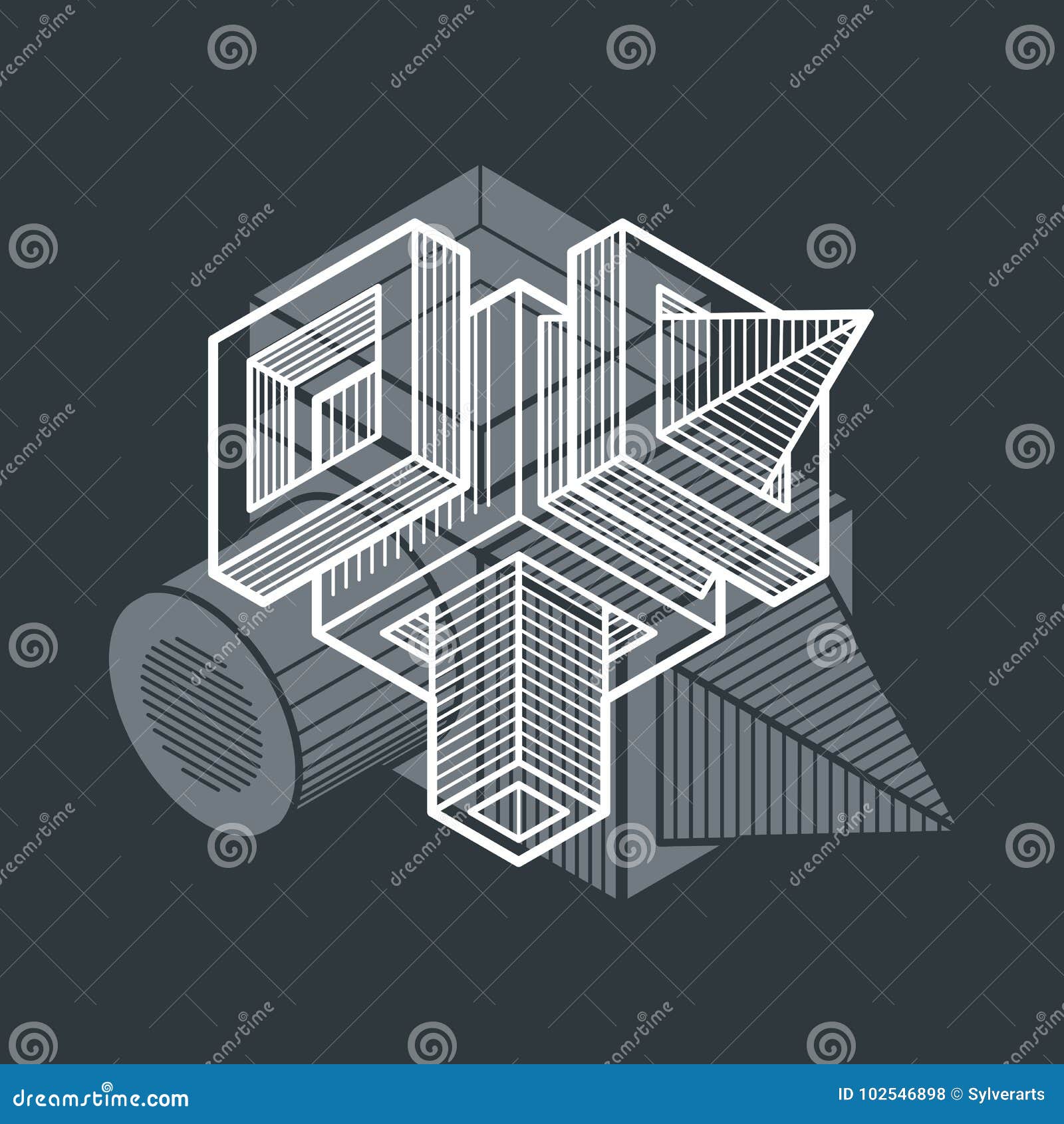 Abstract Trigonometric Construction, Vector Dimensional Design T Stock ...
