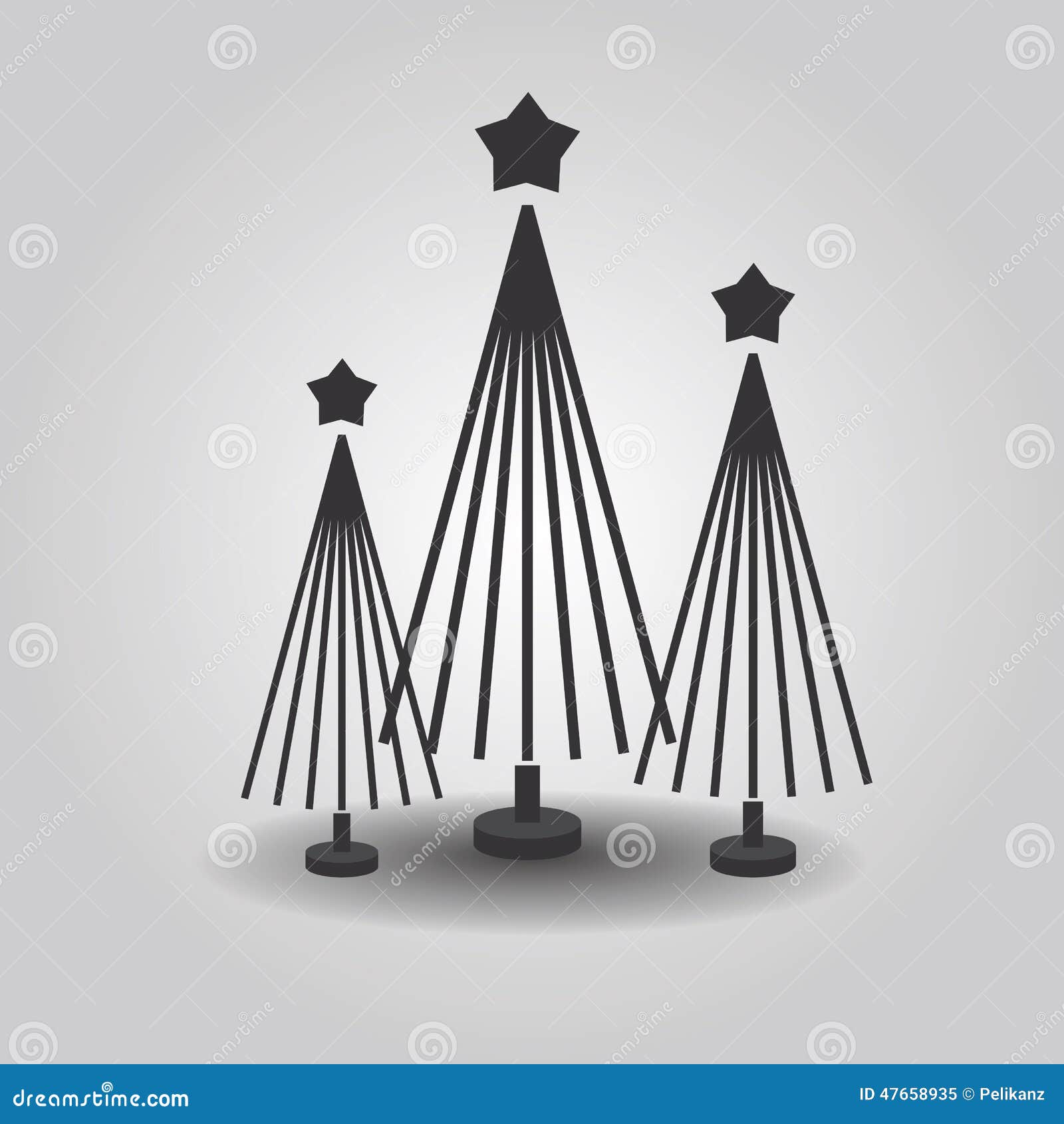 Abstract Triple Christmas Trees with Star on Top Stock Vector ...