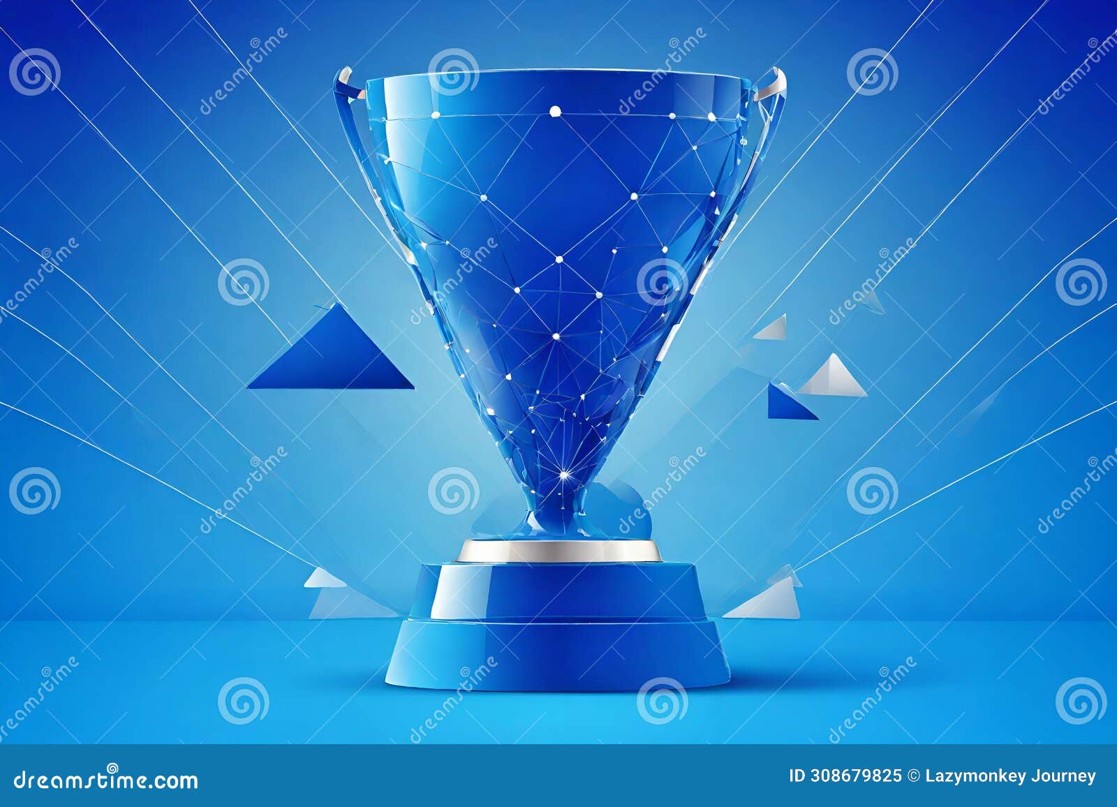 Abstract Trophy Cup Form Lines and Triangles, Point Connecting Network ...