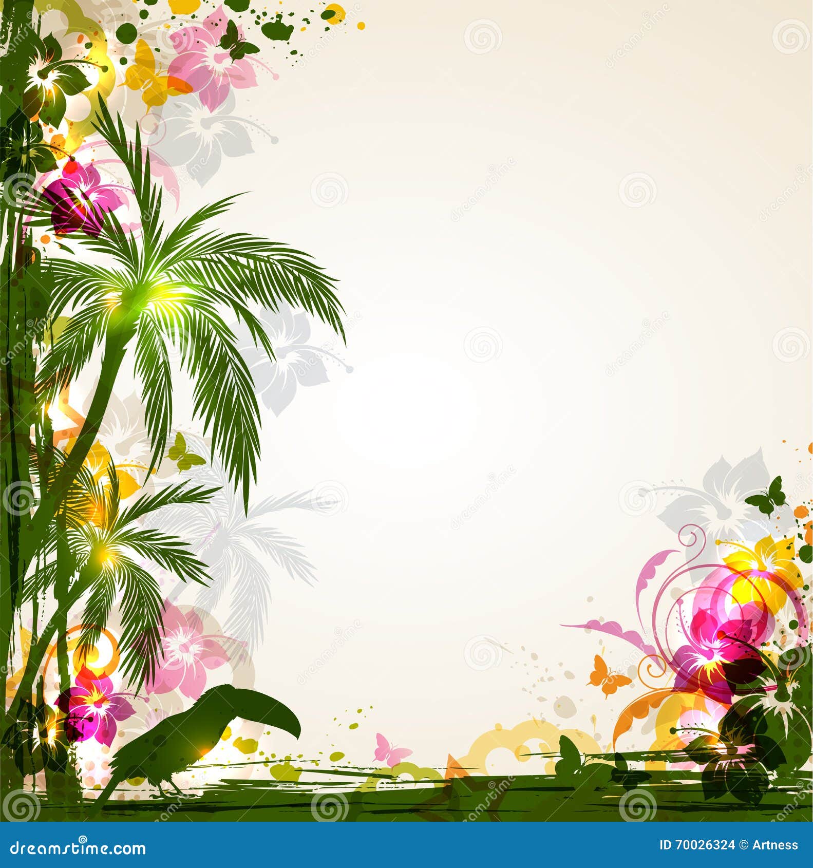 Abstract Tropical Background Stock Vector - Illustration of butterfly ...