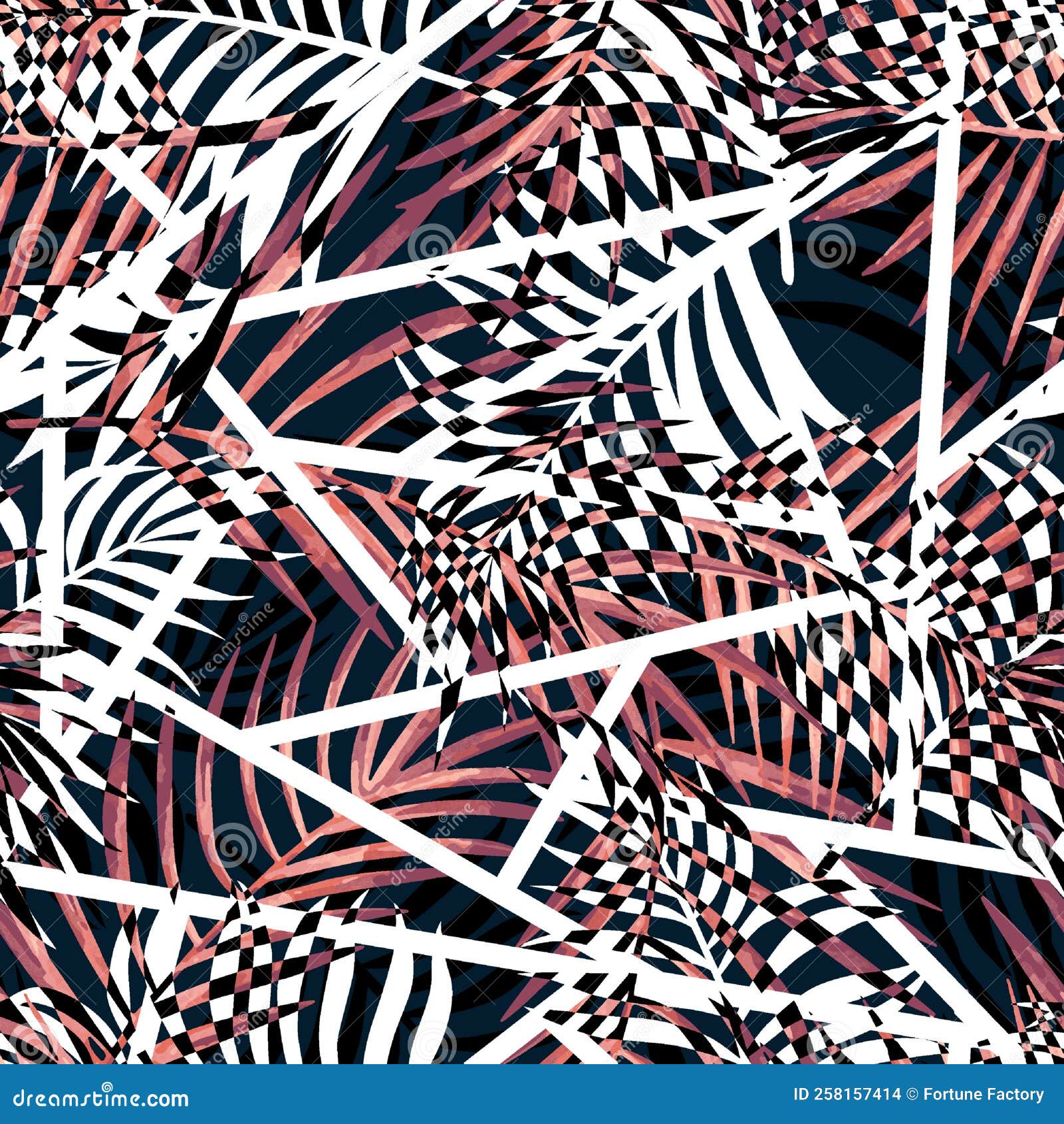 Abstract Tropical Flowers Leaves Seamless Print Repeat Pattern ...