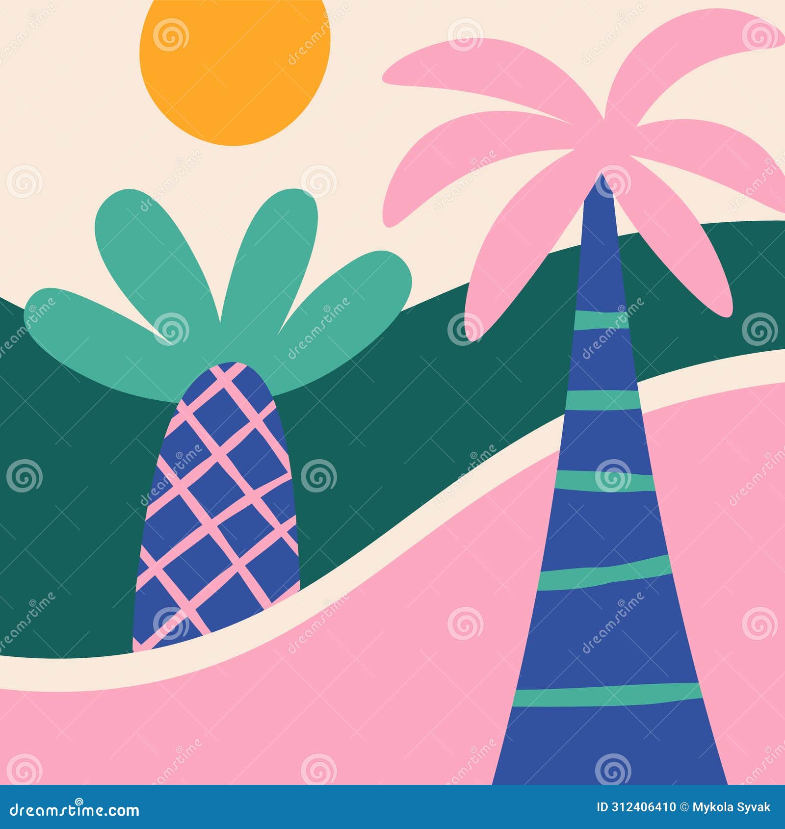 Abstract Tropical Landscape Stock Vector - Illustration of summer ...