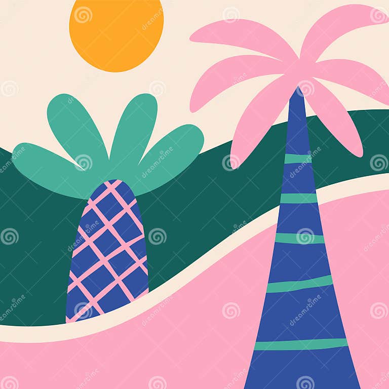 Abstract Tropical Landscape Stock Vector - Illustration of summer ...