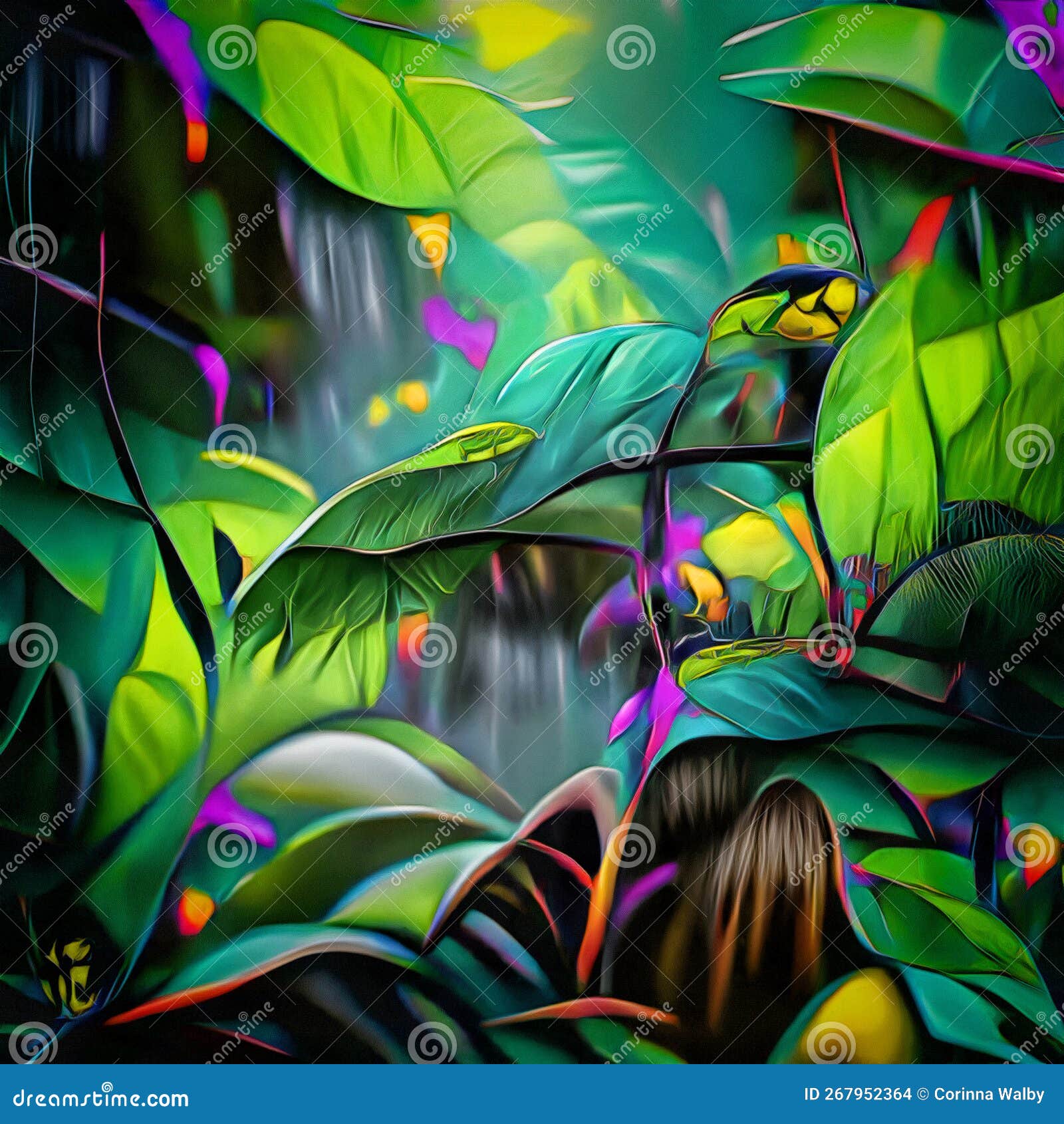 Abstract Tropical Rainforest Stock Illustration - Illustration of ...