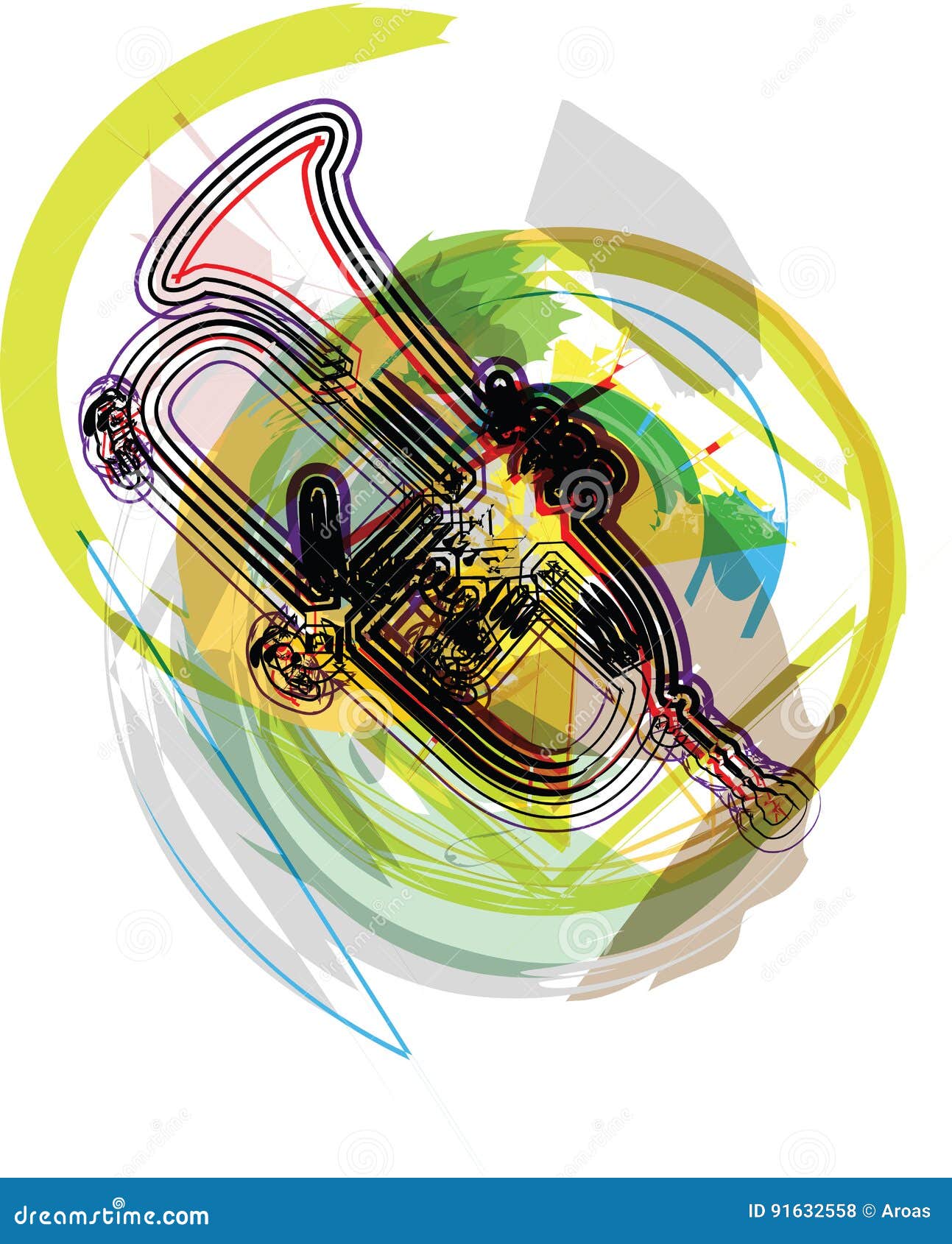 Abstract Trumpet Illustration Stock Vector - Illustration of piece ...