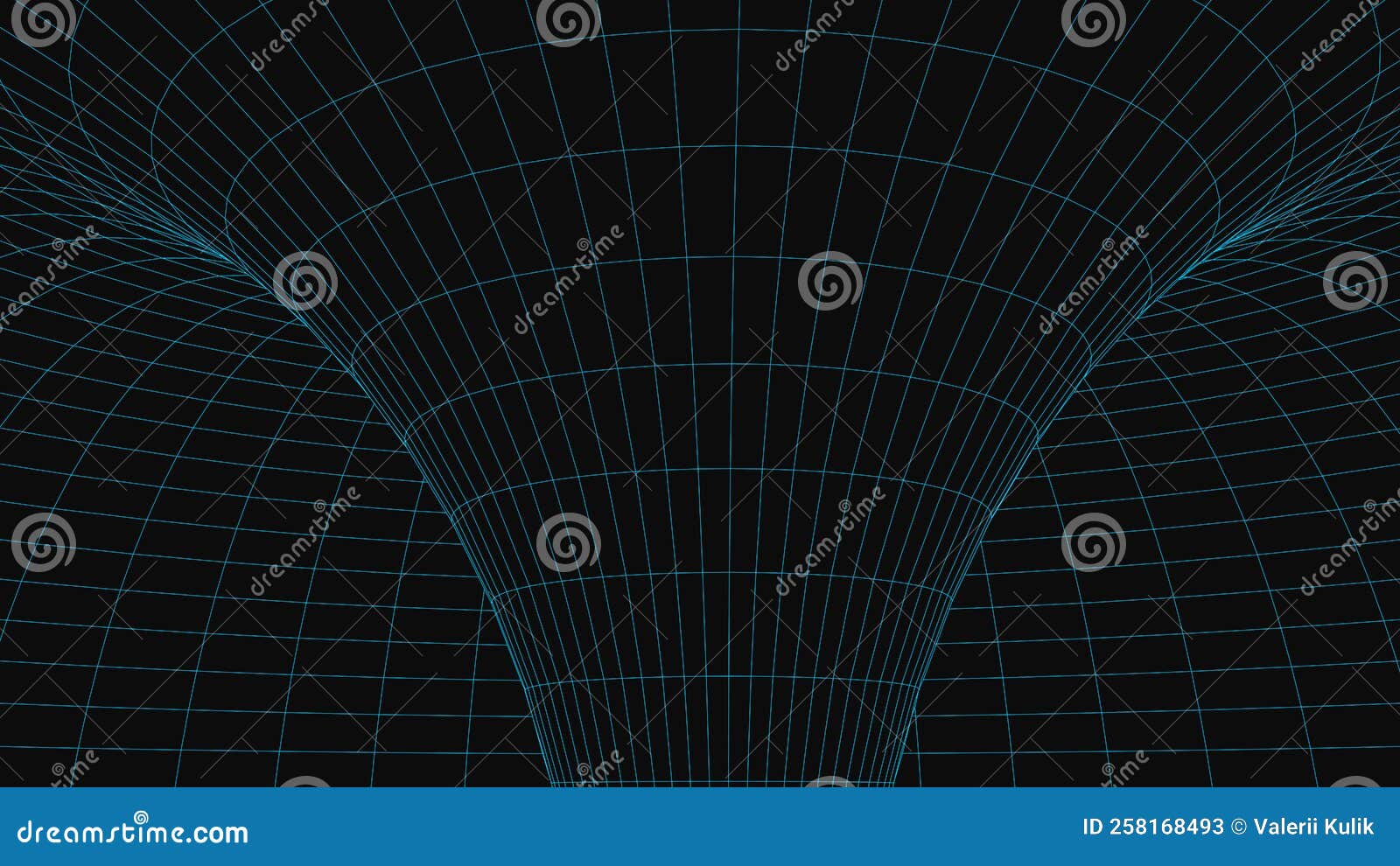 An Abstract Tunnel with a Blue Mesh Structure. 3D Grid of Tunnels and ...