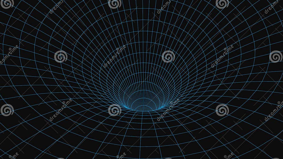 An Abstract Tunnel with a Blue Mesh Structure. 3D Grid of Tunnels and ...