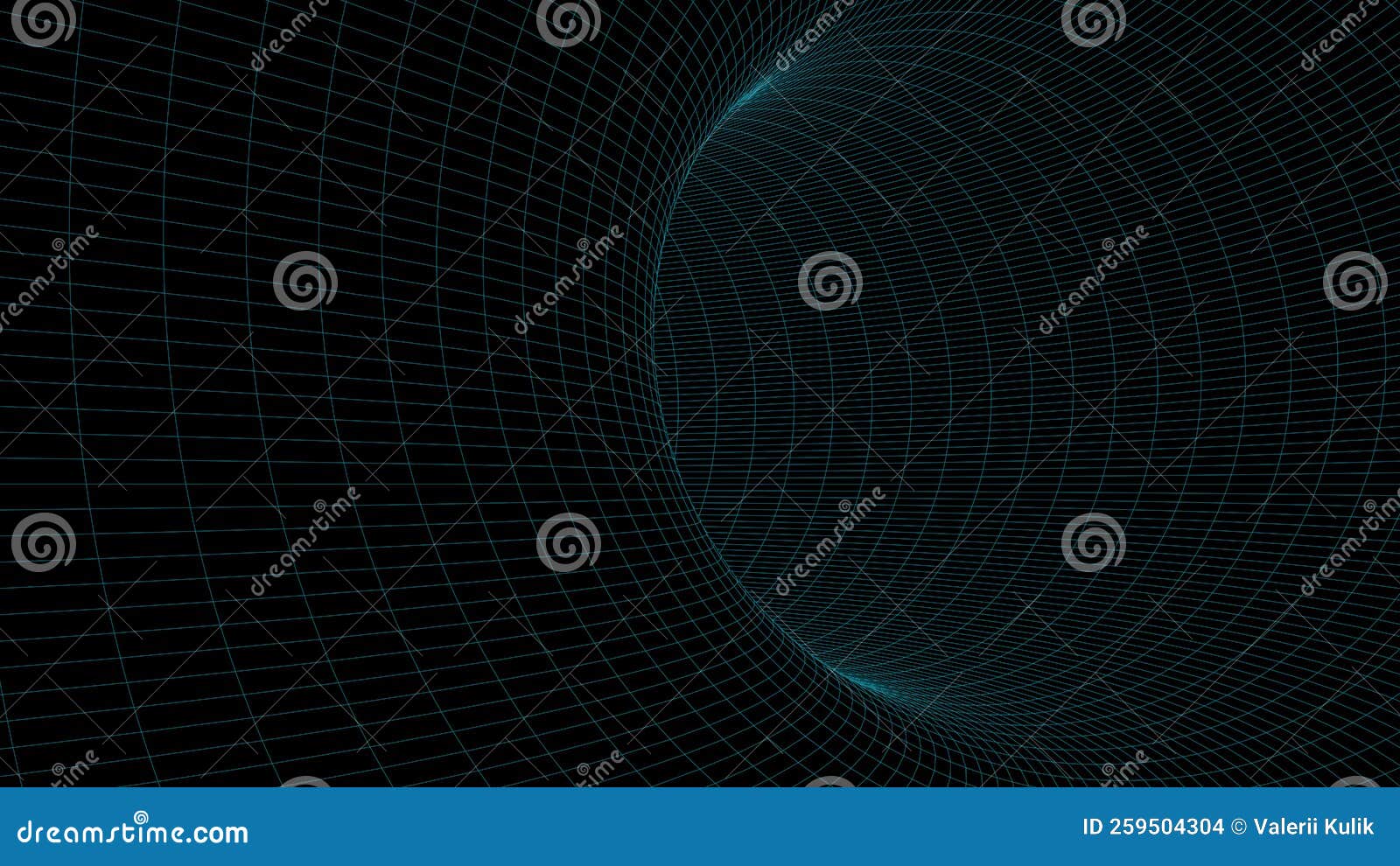 An Abstract Tunnel with a Blue Mesh Structure. 3D Grid of Tunnels and ...