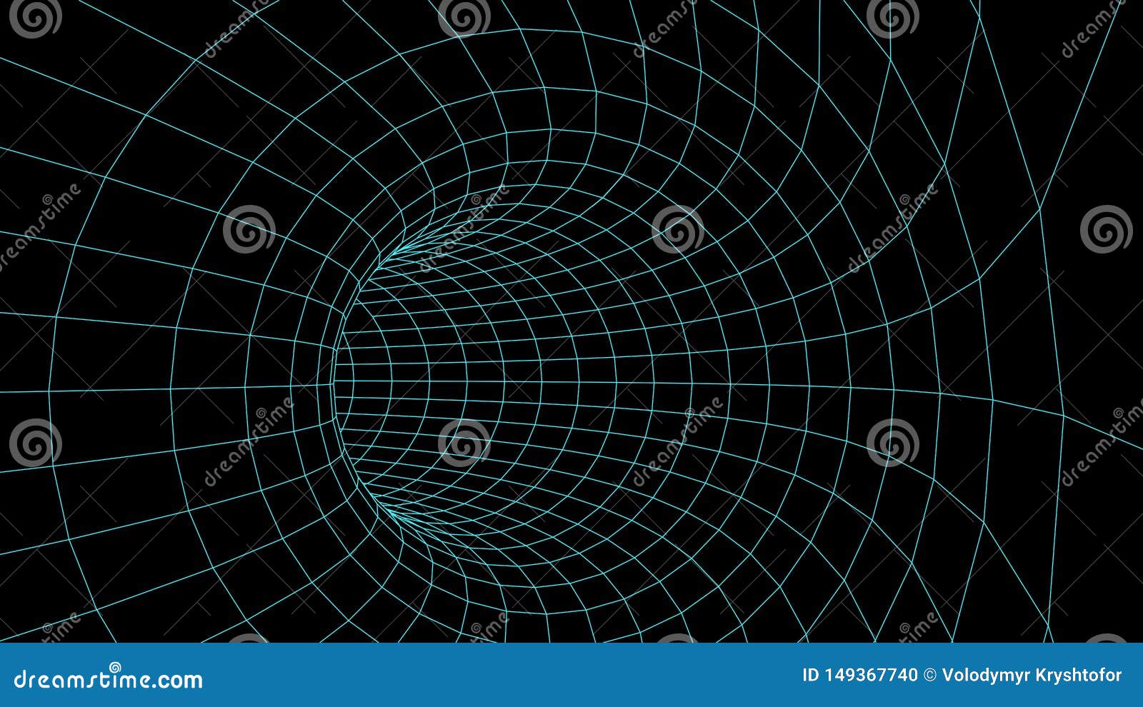 Abstract Tunnel. 3D Wormhole with a Mesh Structure Stock Illustration ...