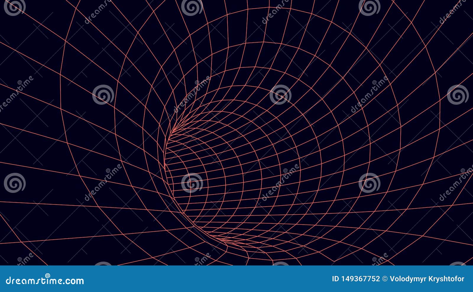 Abstract Tunnel. 3D Wormhole with a Mesh Structure Stock Illustration ...